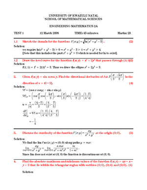 Math238 - UKZN - Mathematics 2A (Eng) - Studocu