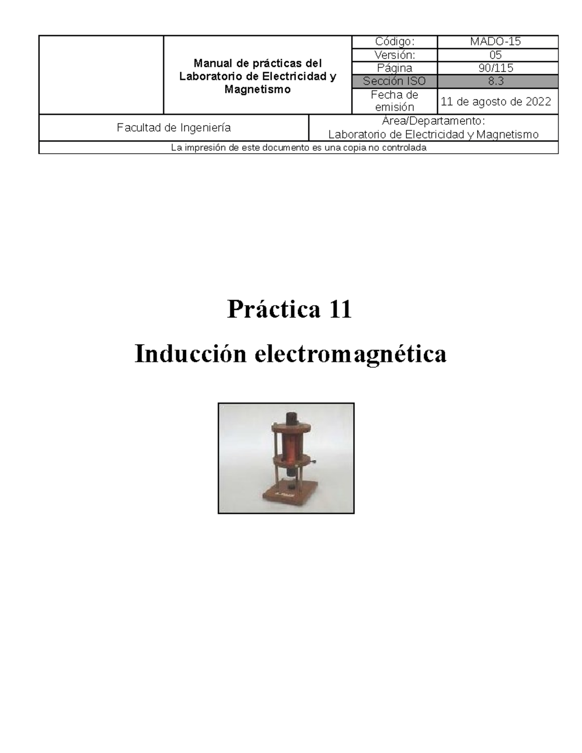 MADO15MP 11 - Practica 11 - Manual de prácticas del Laboratorio de Electricidad y Magnetismo ...