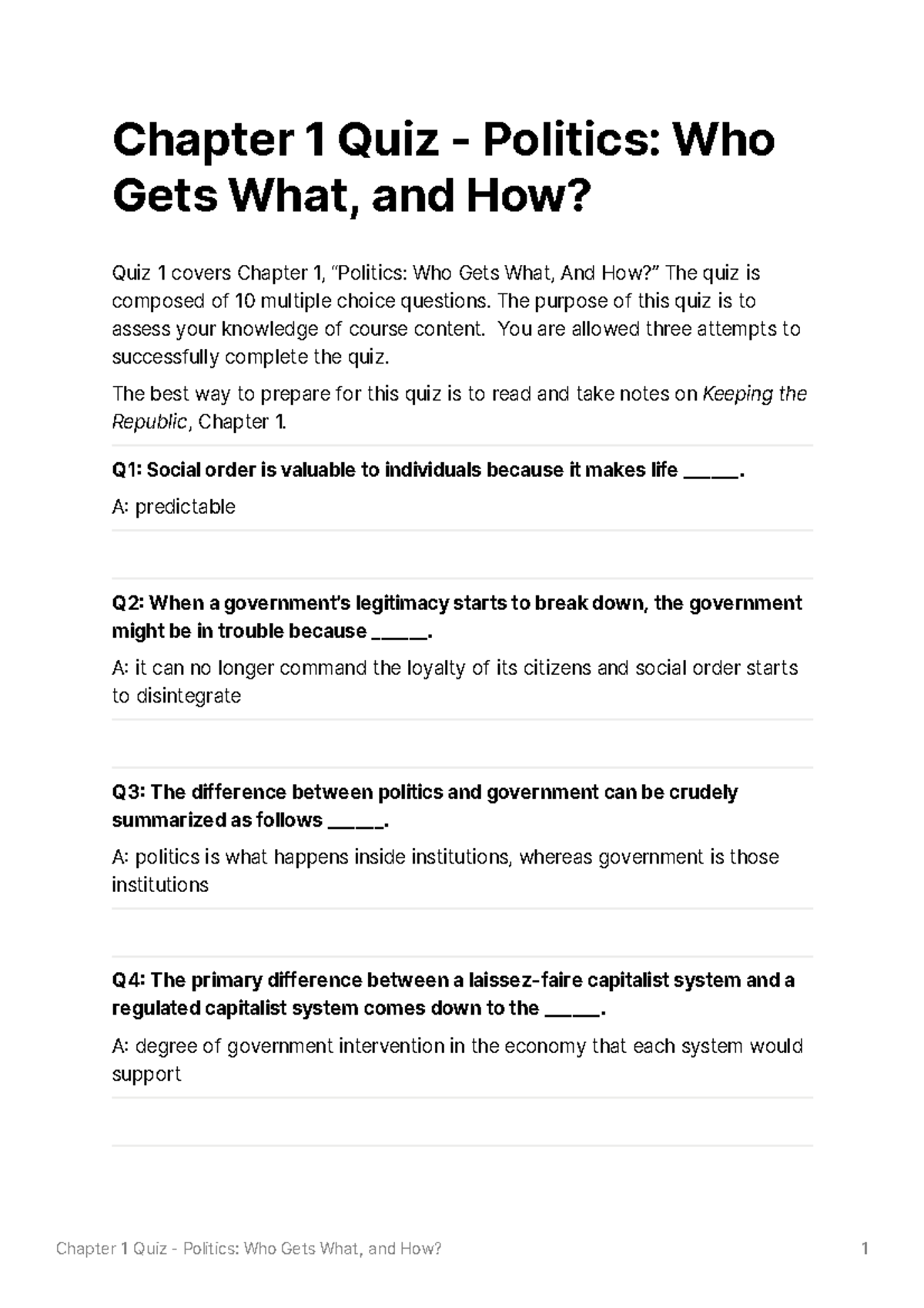 Quiz 1 January 9 2021, questions and answers - Chapter Ԇ Quiz ...