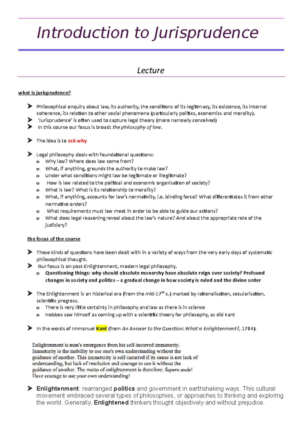 Introduction to Jurisprudence - Introduction to Jurisprudence Lecture ...