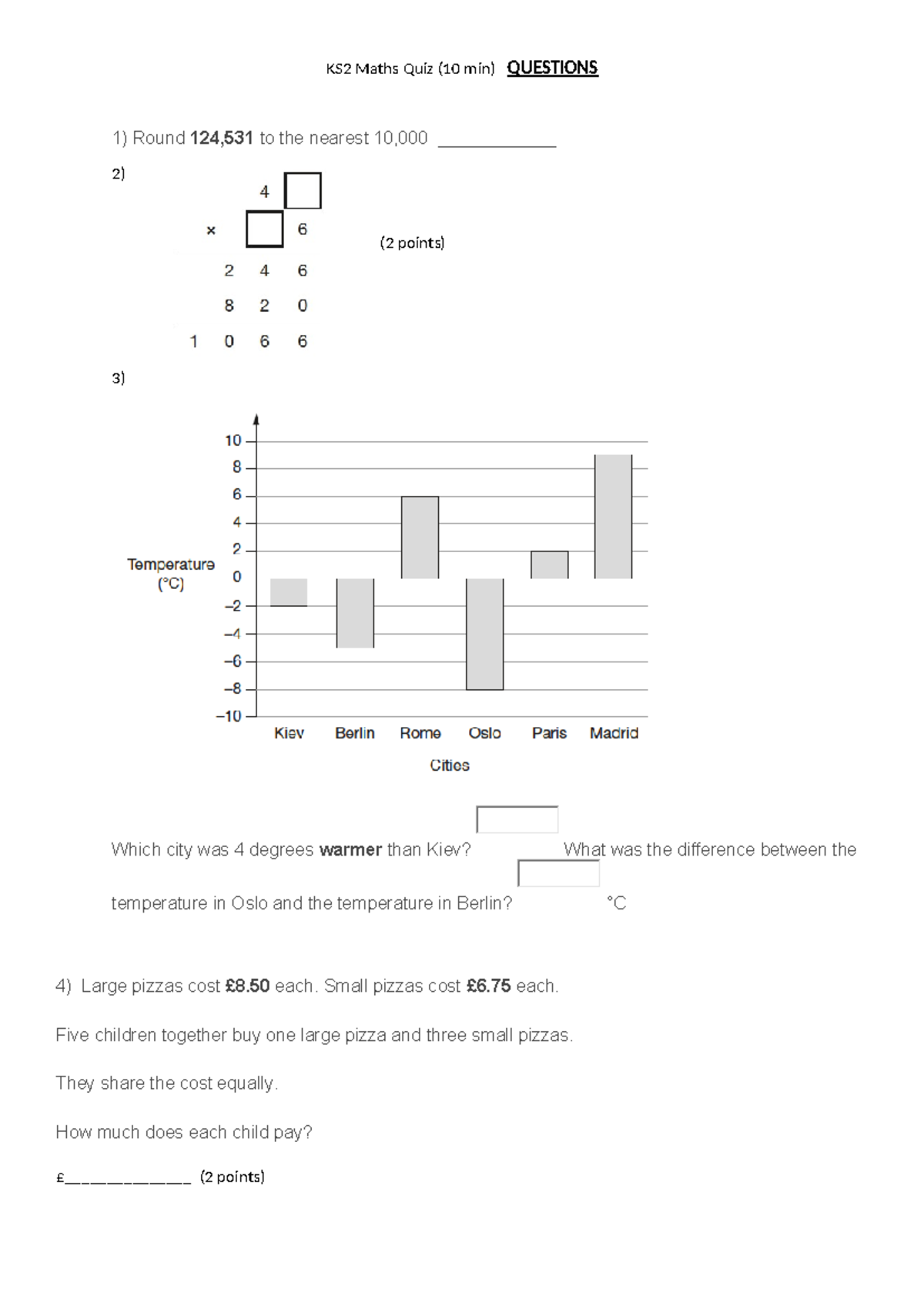 VIST KS2 SATs Maths Questions - KS2 Maths Quiz (10 min) QUESTIONS 1 ...