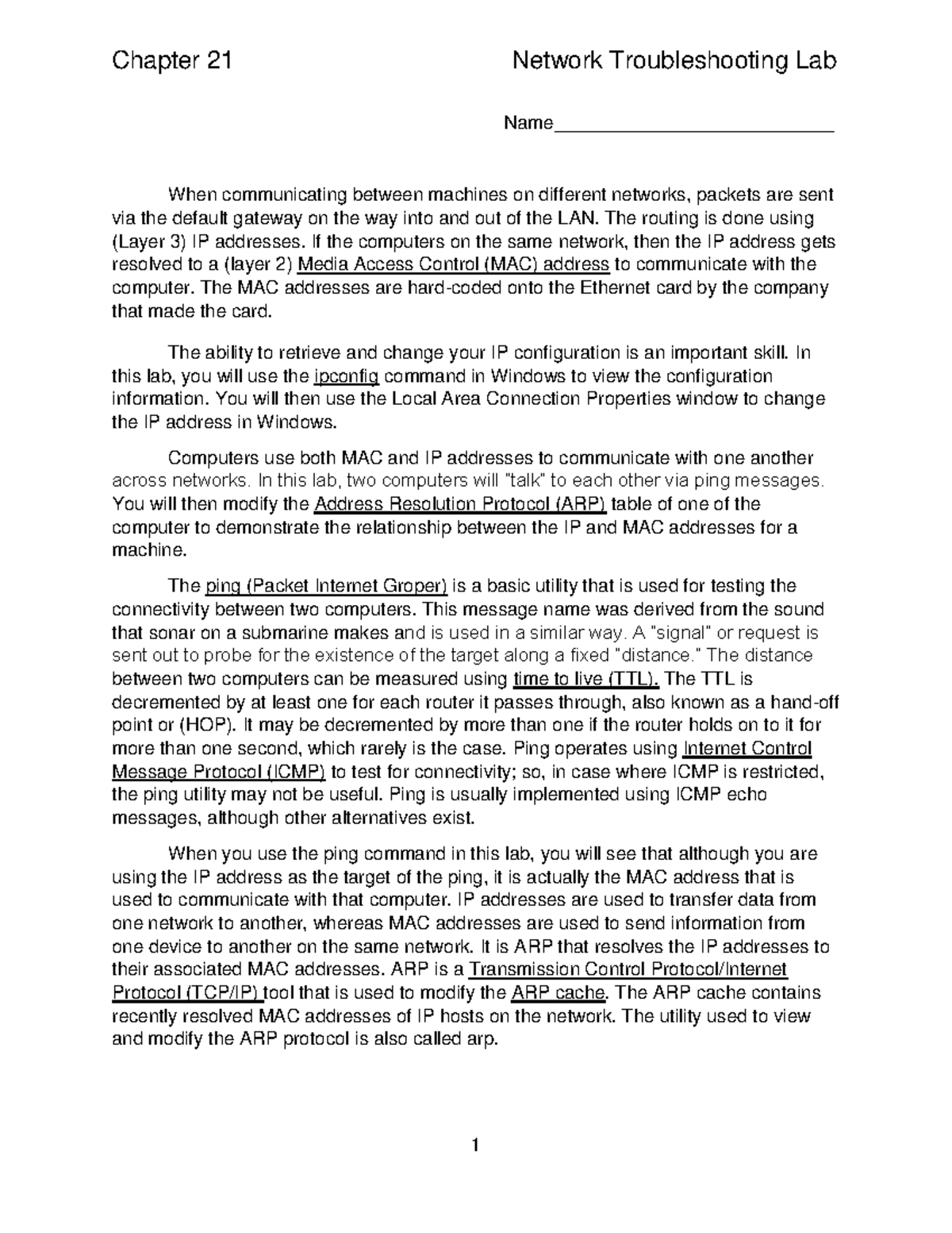 Chapter 13 Lab Troubleshooting and Support - Name___________________________ When communicating ...