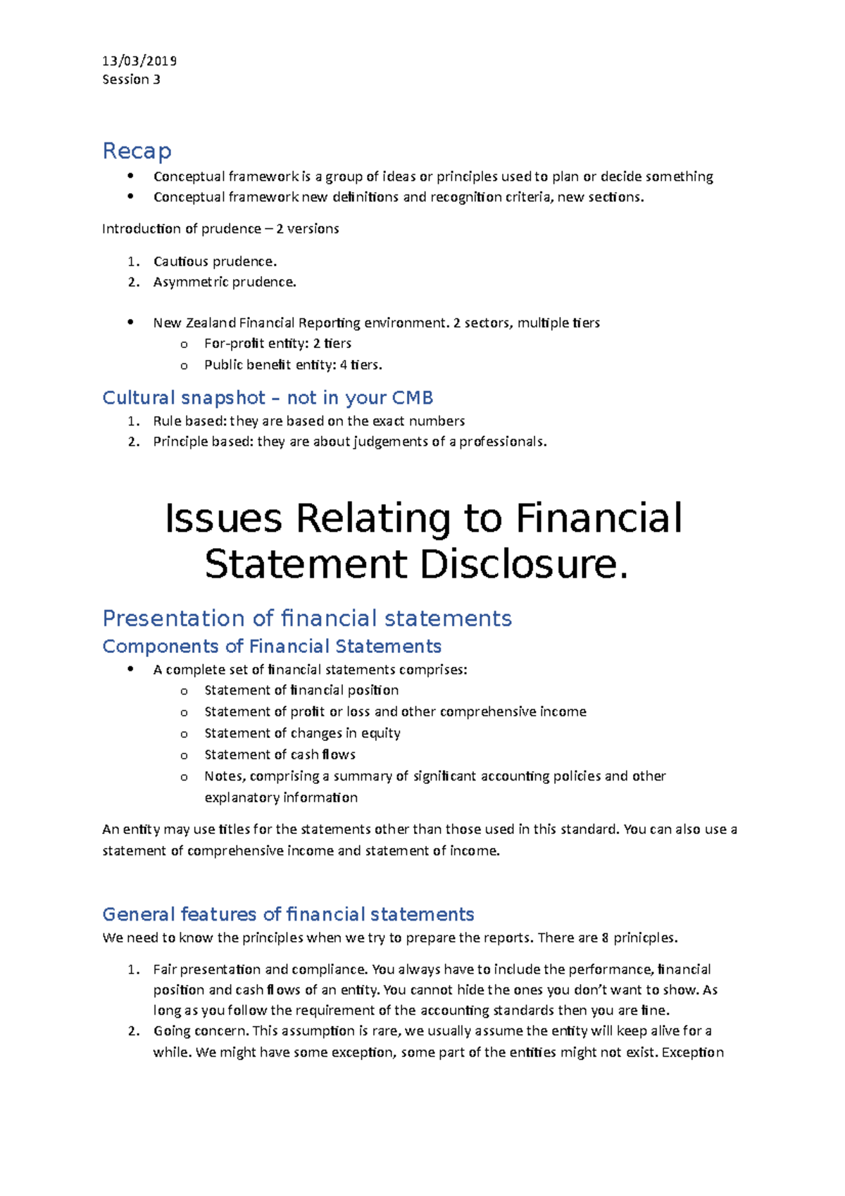 Session 3 Issues Relating to Financial Statement Disclosure - Session 3 ...