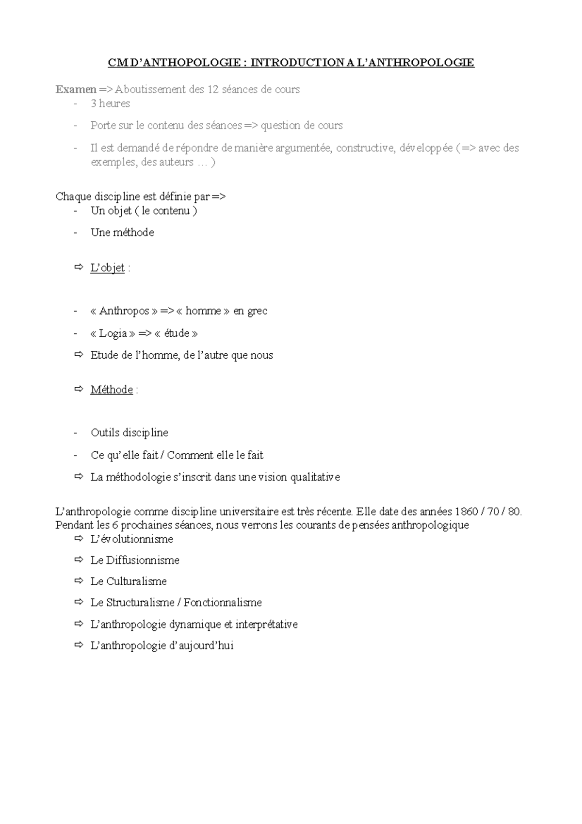 01 Introduction à l'anthropologie - Warning: TT: undefined function: 32 CM D’ANTHOPOLOGIE ...