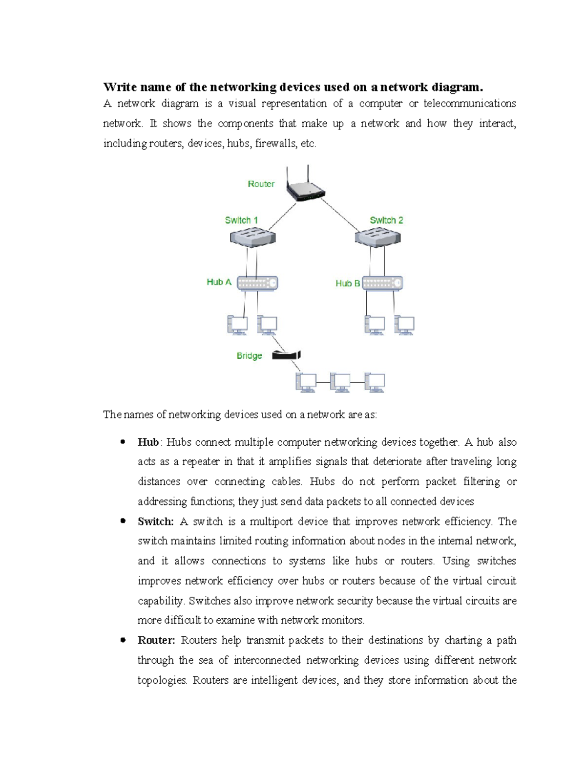 Labreport - pfa - Write name of the networking devices used on a ...