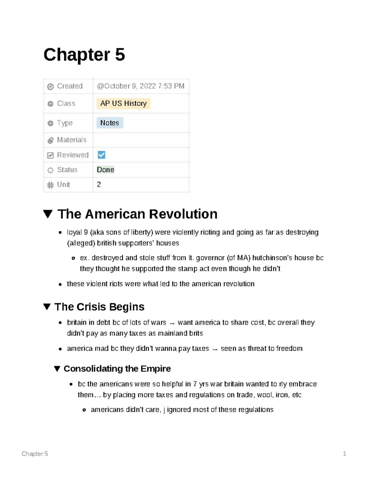 Chapter 5 - Chapter 5 Created Class AP US History Type Notes Materials ...