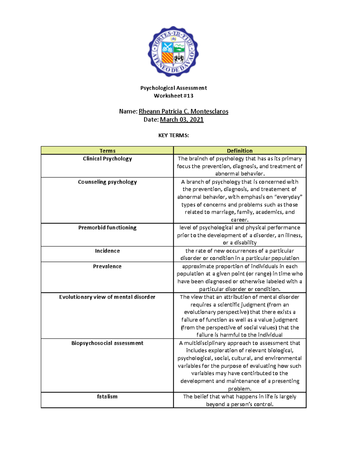 Chapter 13: Clinical and Counseling Assessment - Psychological ...