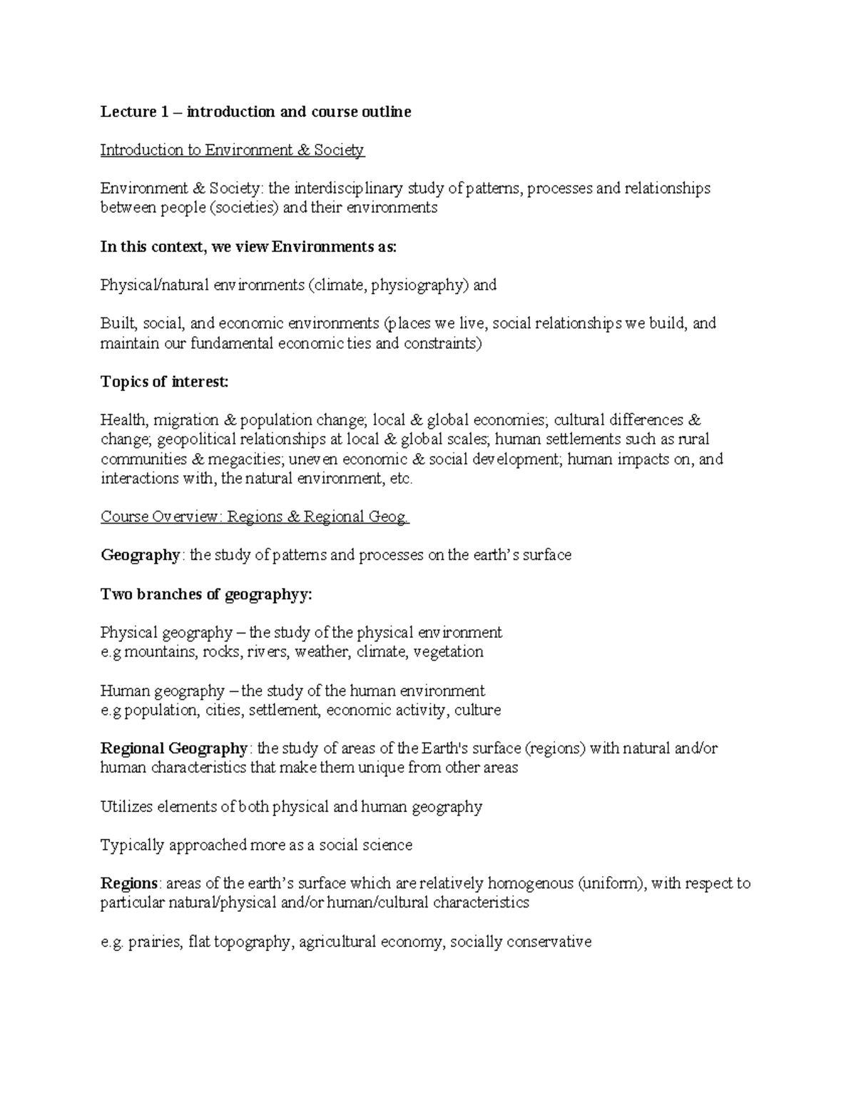 Lecture 1 – introduction and course outline - Lecture 1 – introduction and course outline - Studocu