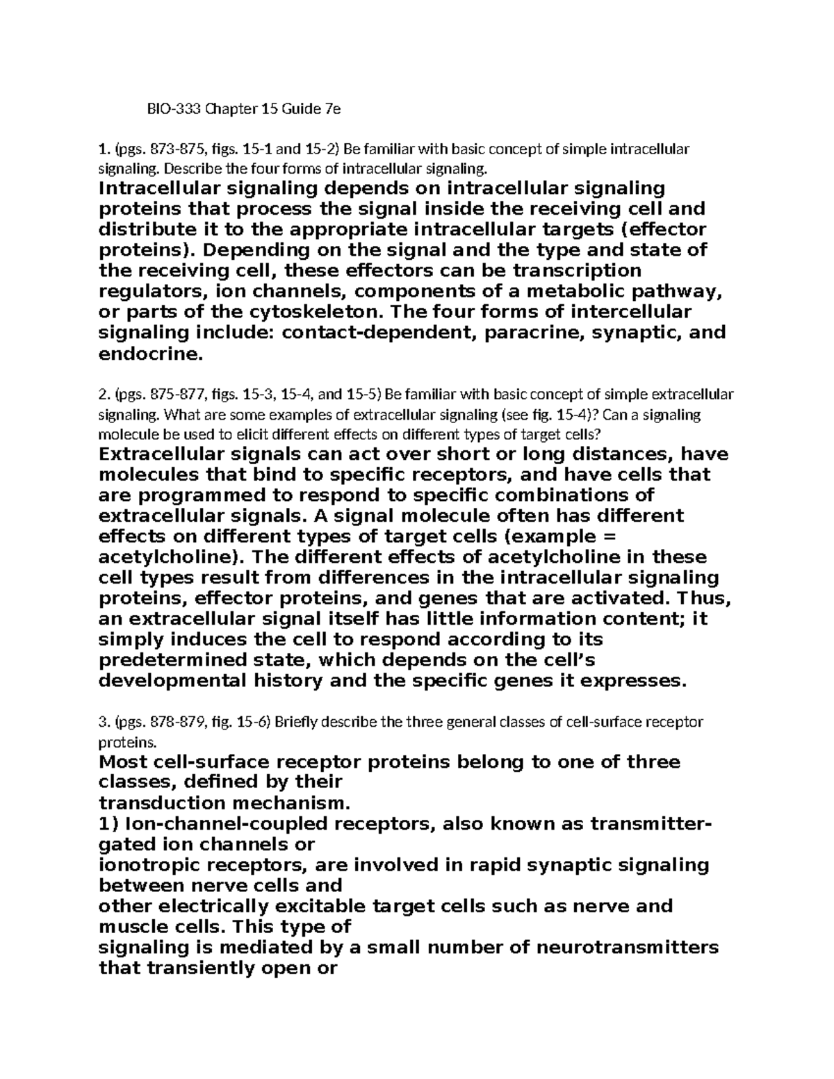 BIO-333 CH15 Guide 7e - N/A - BIO-333 Chapter 15 Guide 7e 1. (pgs. 873 ...