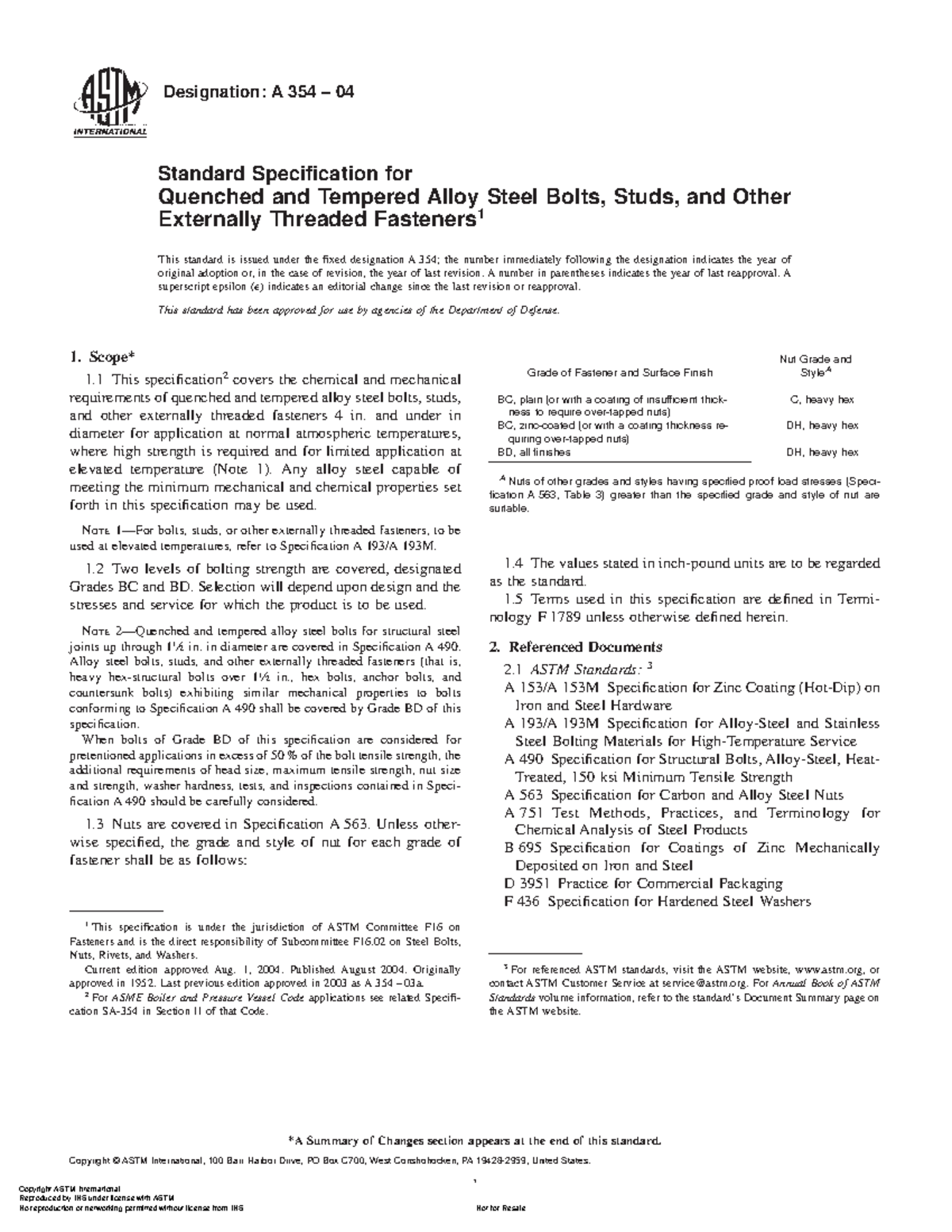 A354 - NORMA ASTM A354 - Designation: A 354 – 04 Standard Specification ...
