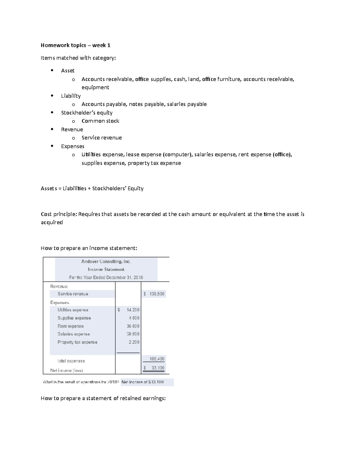 Week 1 Study Guide 1 - Lecture notes 1 - Homework topics – week 1 Items ...