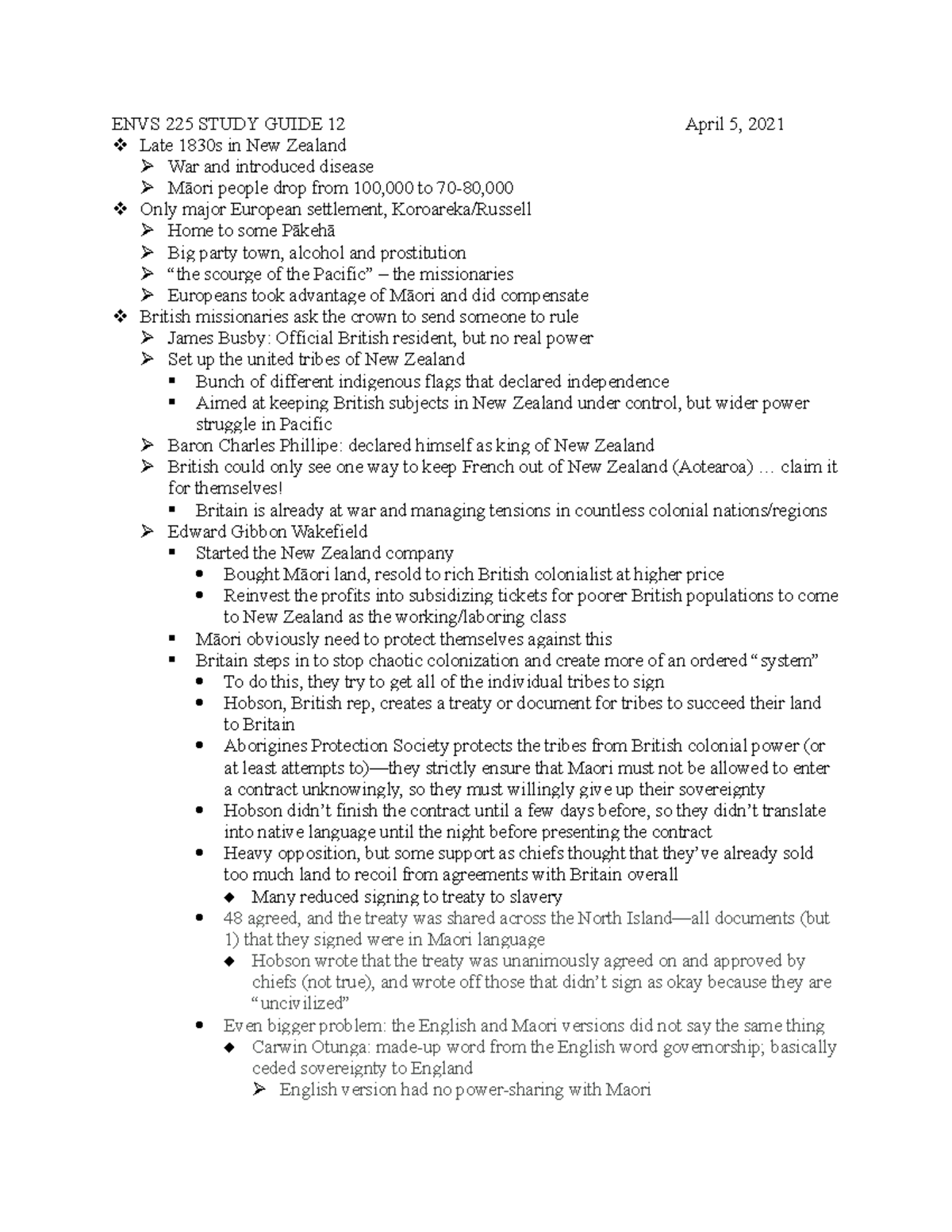 ENVS 225 Study Guide - ENVS 225 STUDY GUIDE 12 April 5, 2021 Late 1830s ...