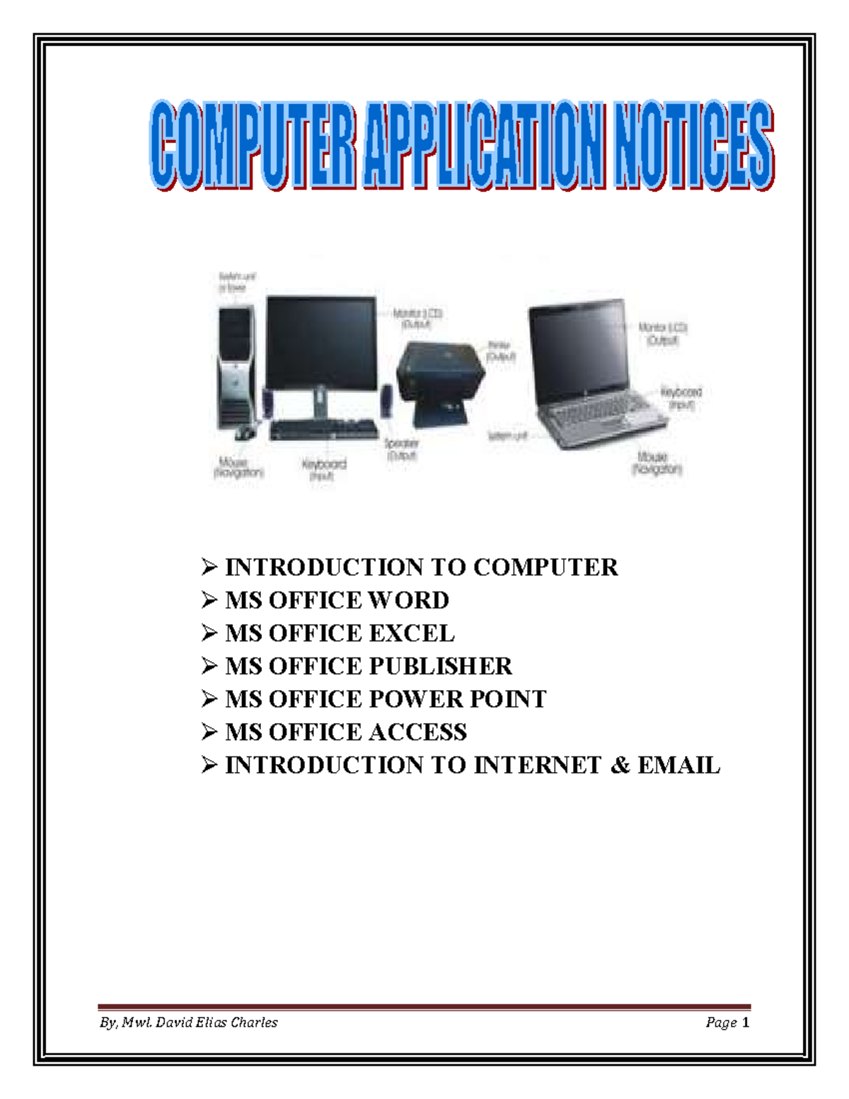 Computer Application Notices - INTRODUCTION TO COMPUTER MS OFFICE WORD ...
