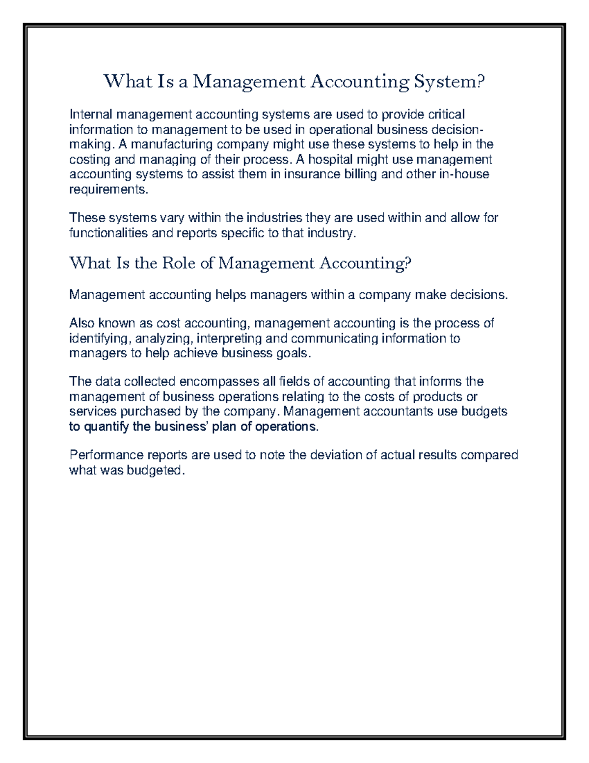 What Is a Management Accounting System , what is the role of management ...