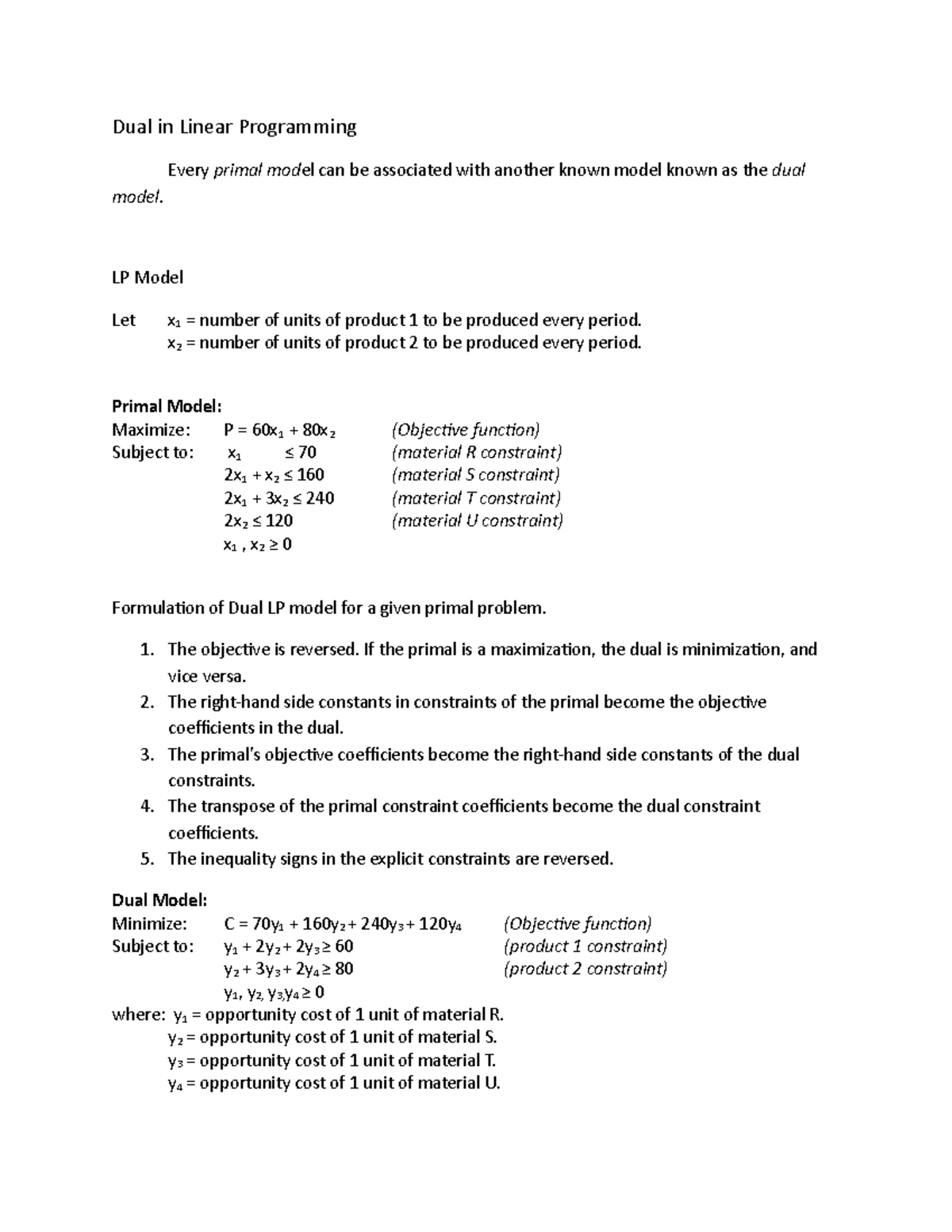 Sensitivity-analysis - Dual in Linear Programming Every primal model ...