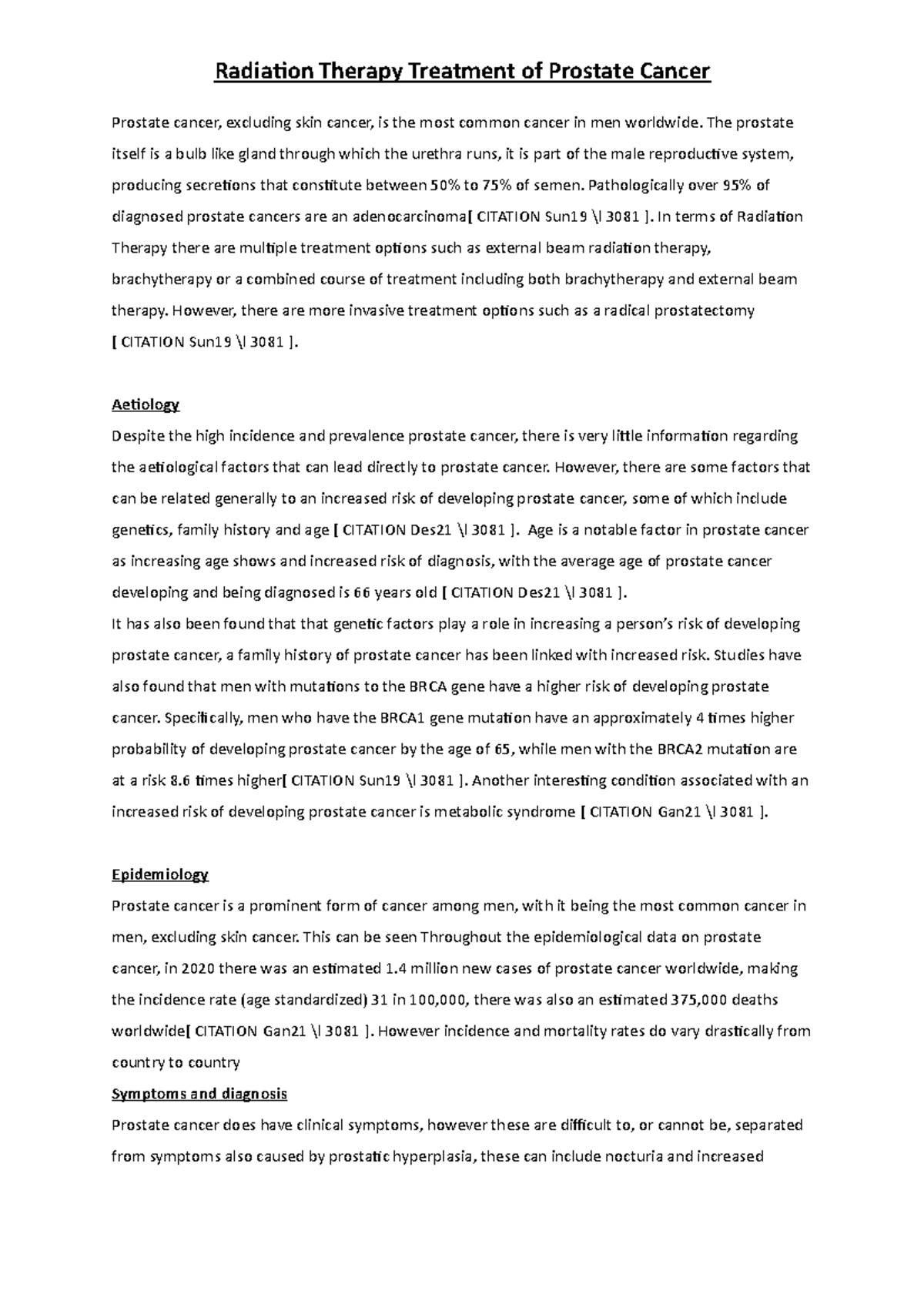 Prostate cancer report - Prostate cancer, excluding skin cancer, is the ...