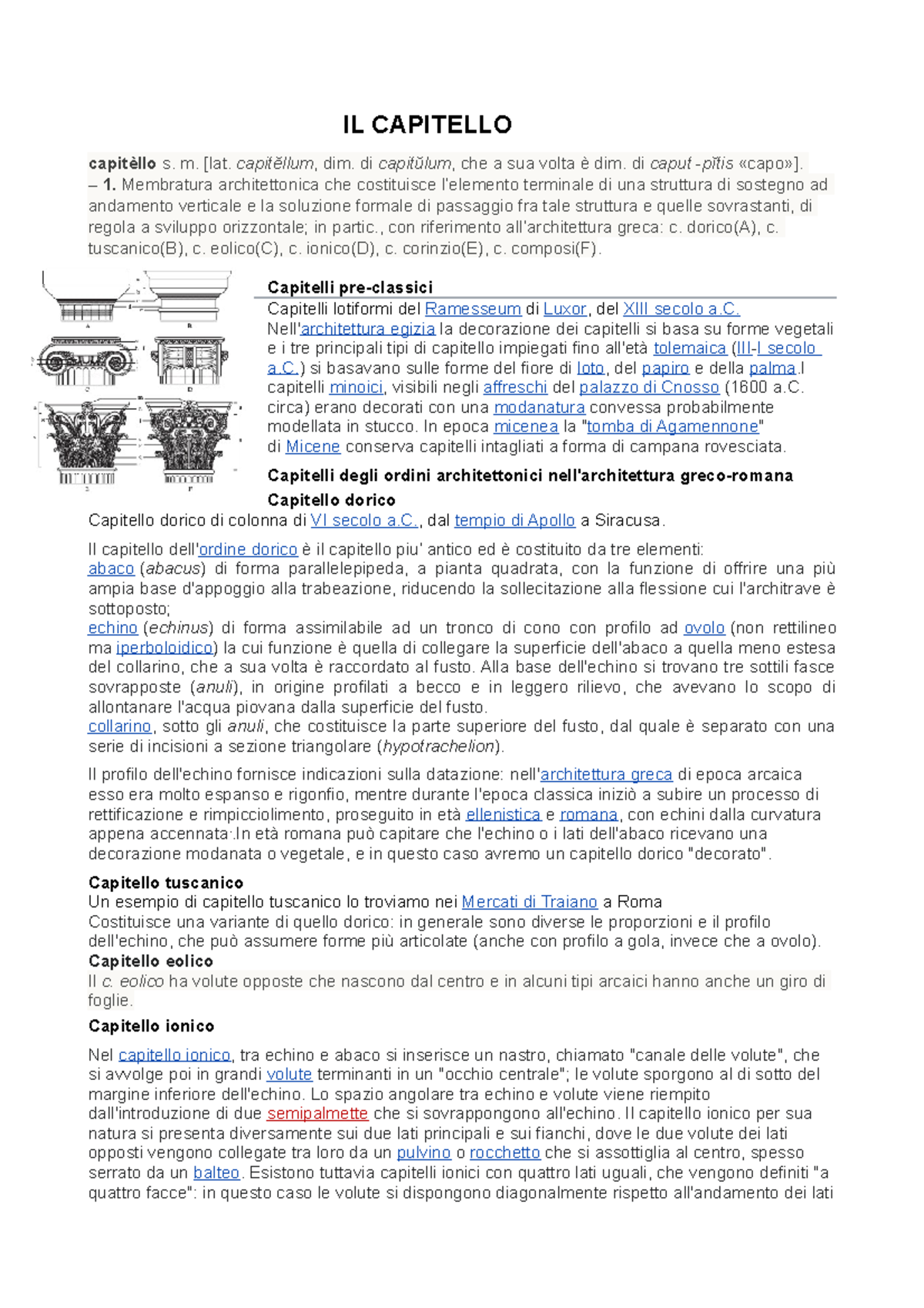 IL Capitello anna - Riassunto - IL CAPITELLO capitèllo s. m. [lat ...