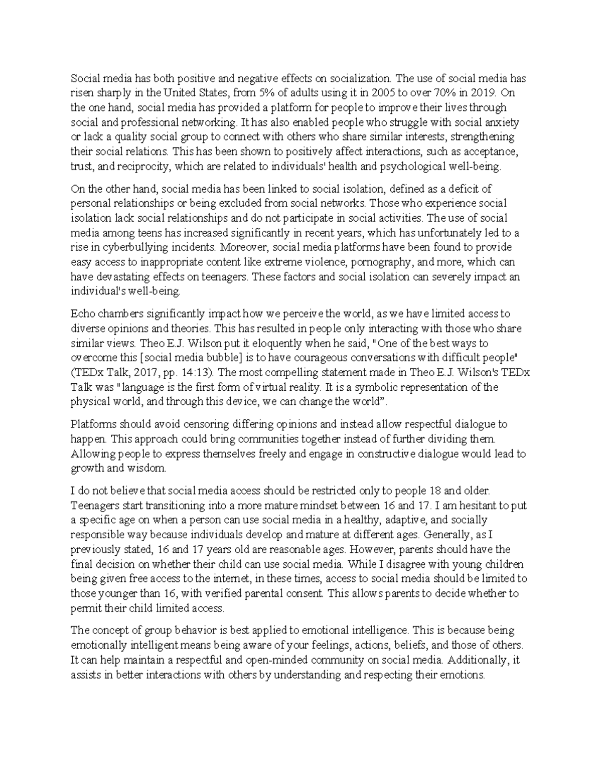 Social Psychology 6-1 7-1 dicussion - Social media has both positive ...