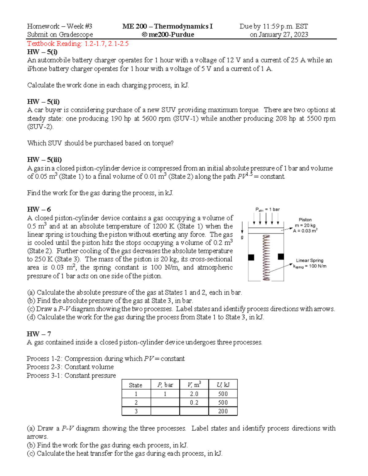 HW5-7 - S2023 HW Problems - Homework – Week #3 ME 200 – Thermodynamics ...