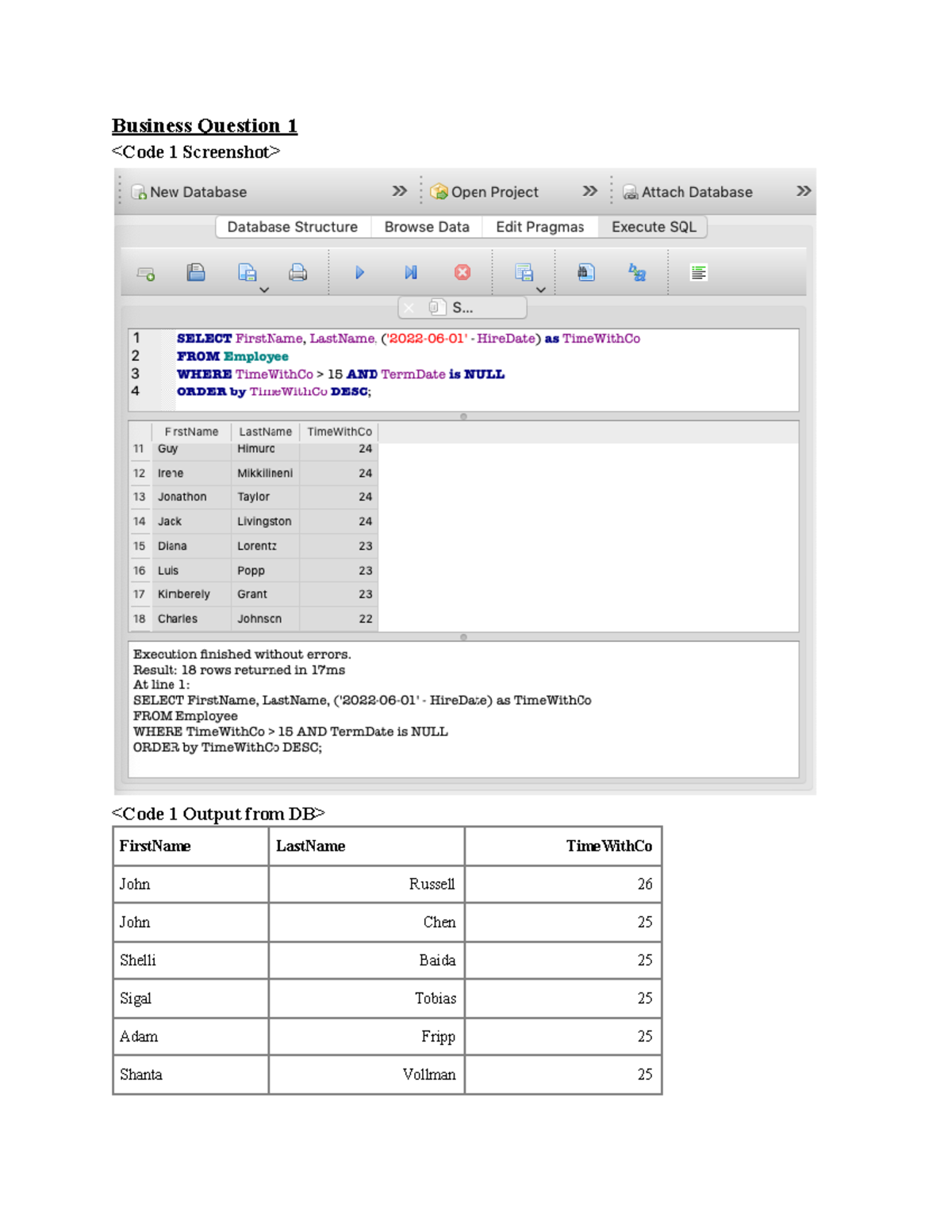 SQL DB Project - Business Question 1 - Studocu