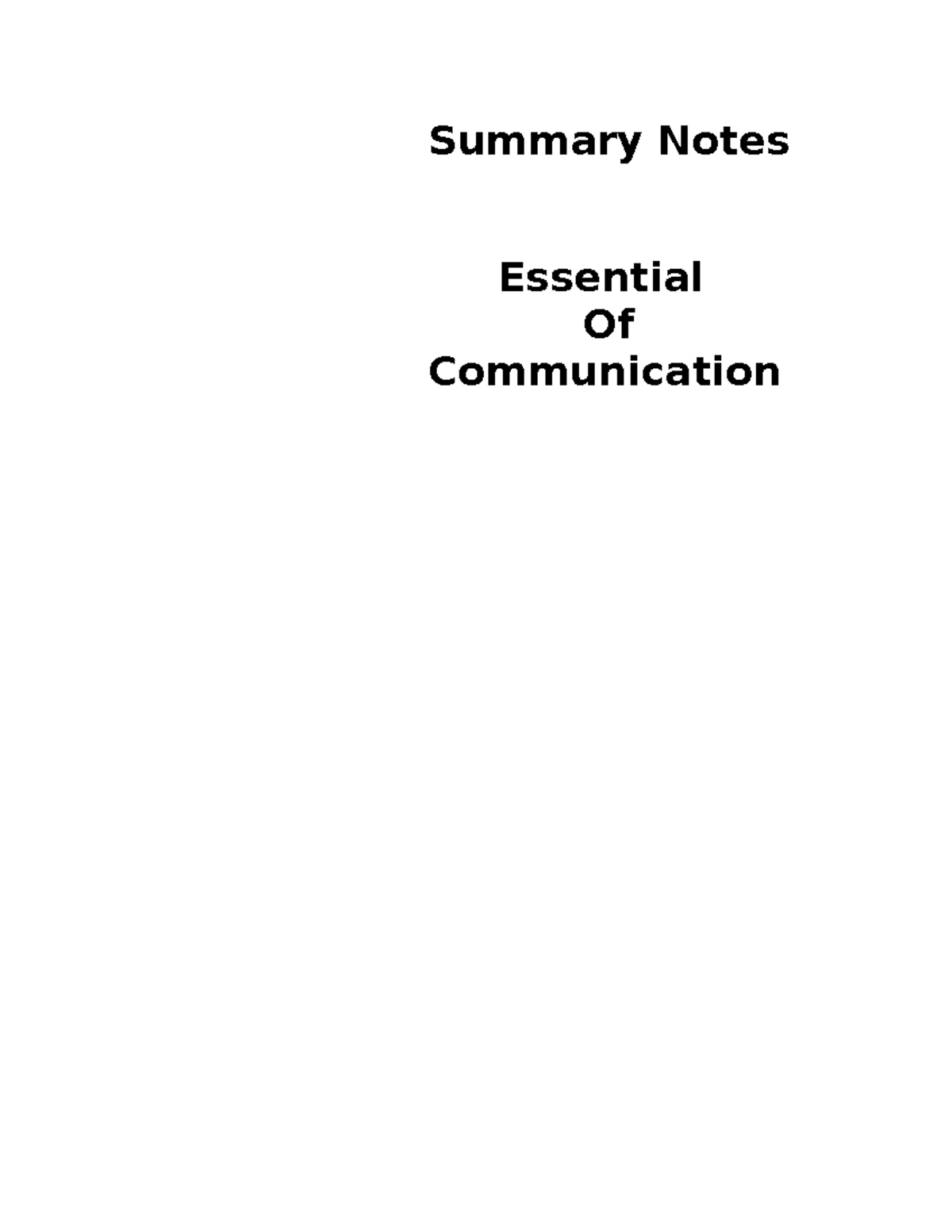 Communication Concept Based Notes - Summary Notes Essential Of ...