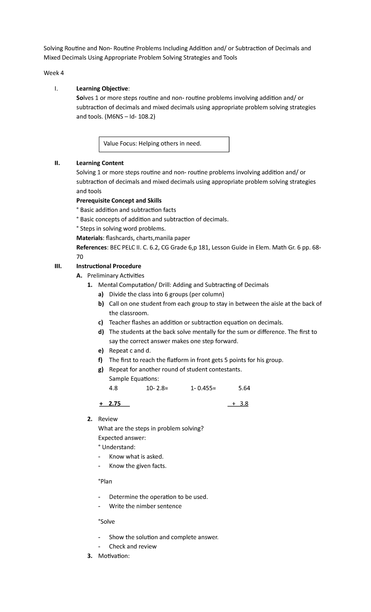 Week 4 Solving Routine And Non Routine Problems Solving Routine