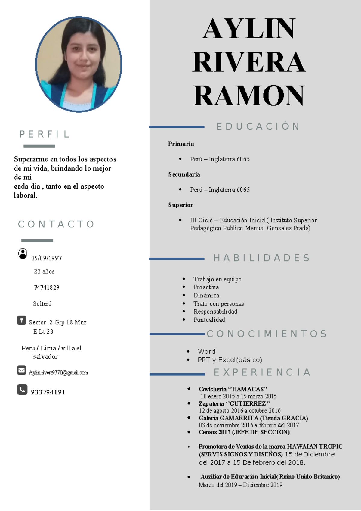 Aylin cv nuevo (3) - alslals - P E R F I L Superarme en todos los aspectos de mi vida, brindando ...