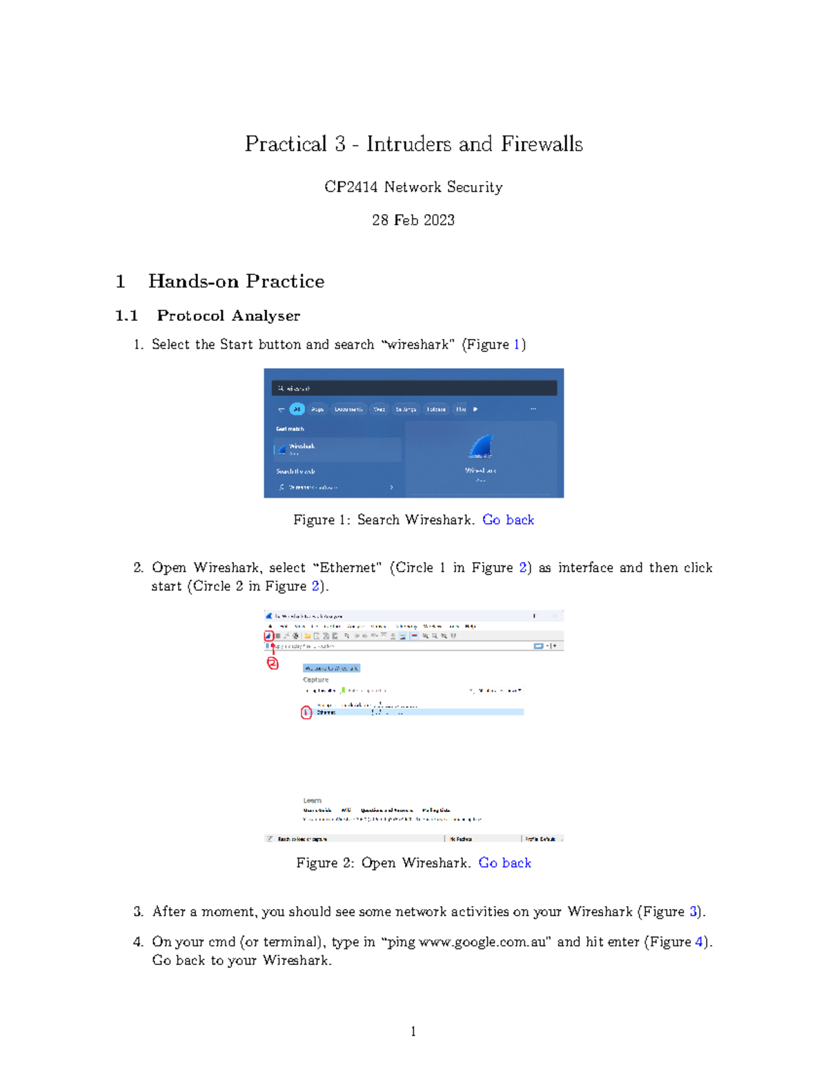 03 practical instruction - Practical 3 - Intruders and Firewalls CP2414 ...