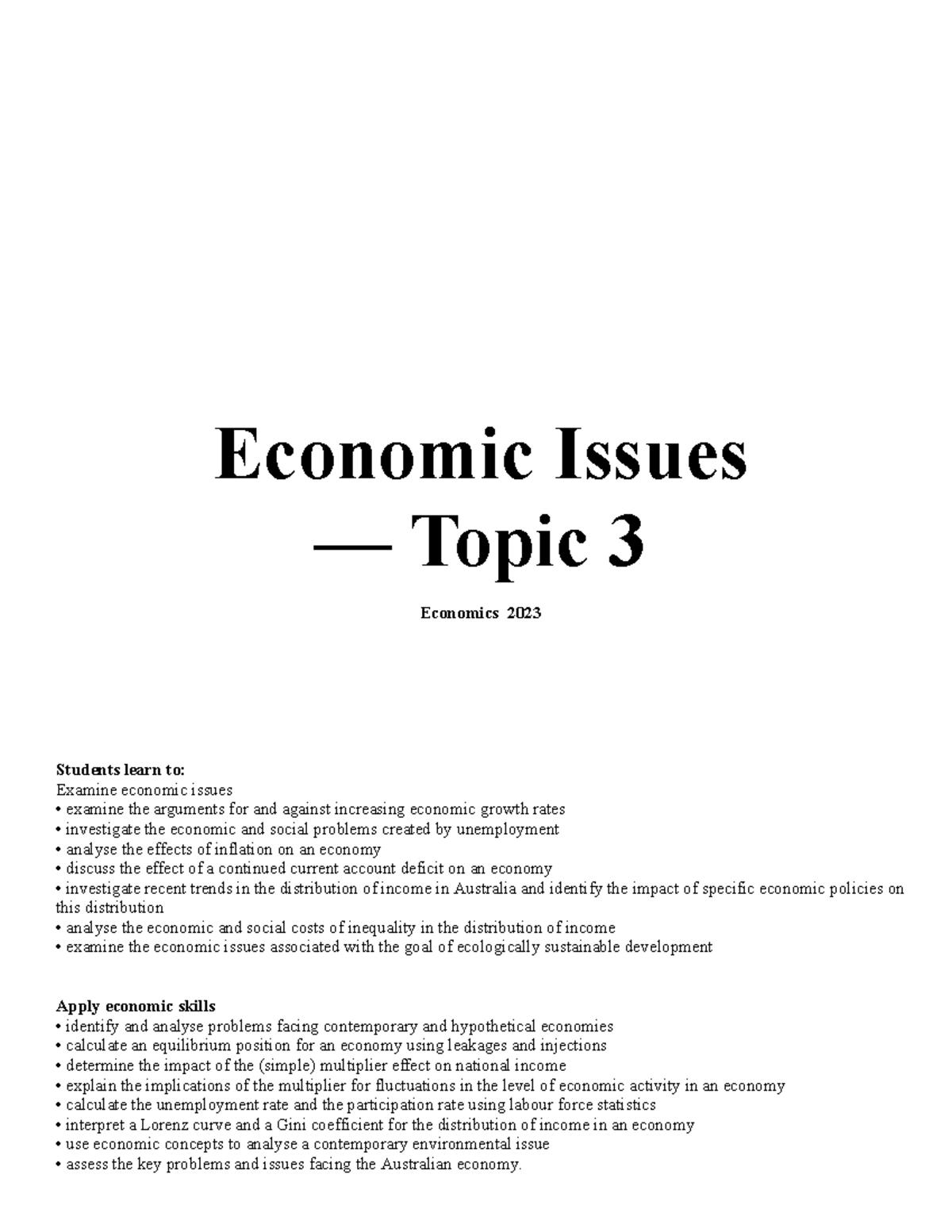 Economics topic 3 notes 6539f30e35c14 - Economic Issues — Topic 3 ...