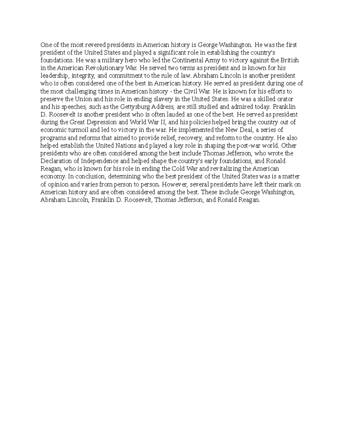 Essay about the presidents of the united states and their contributions ...