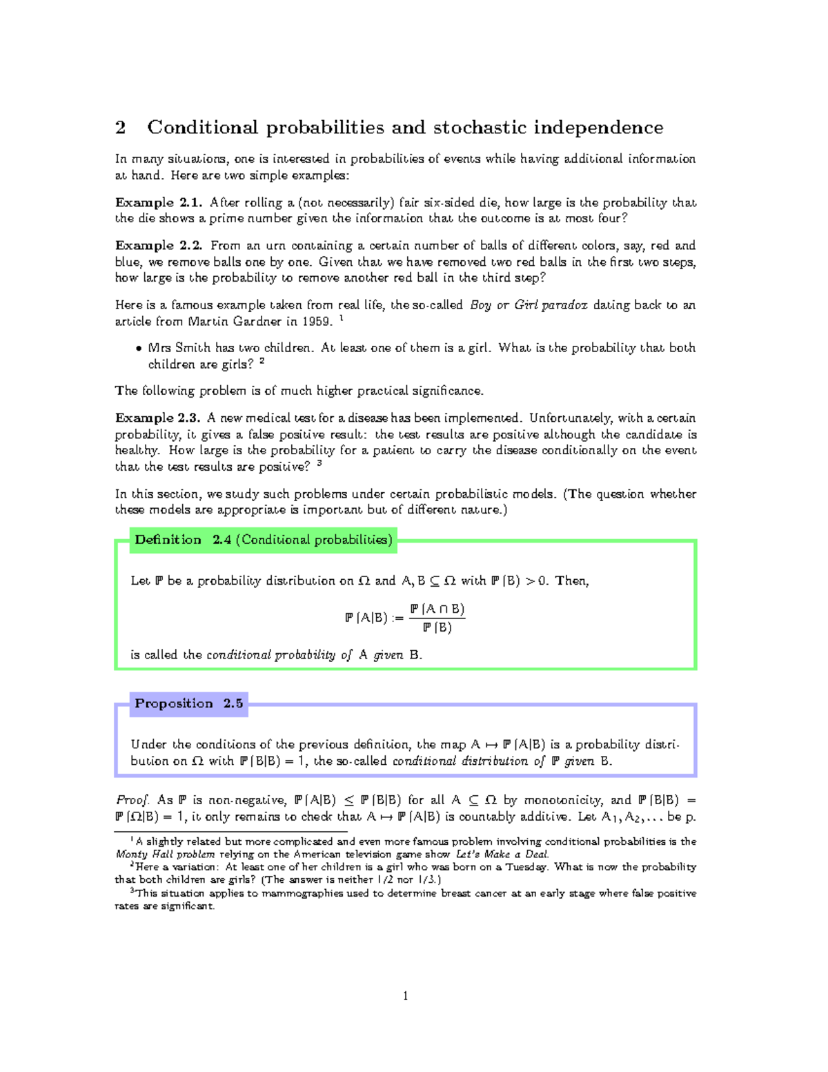 Conditional probabilities and stochastic independence - Here are two ...
