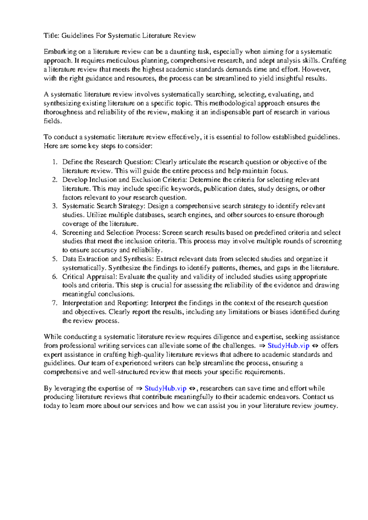 Guidelines For Systematic Literature Review - Title: Guidelines For ...