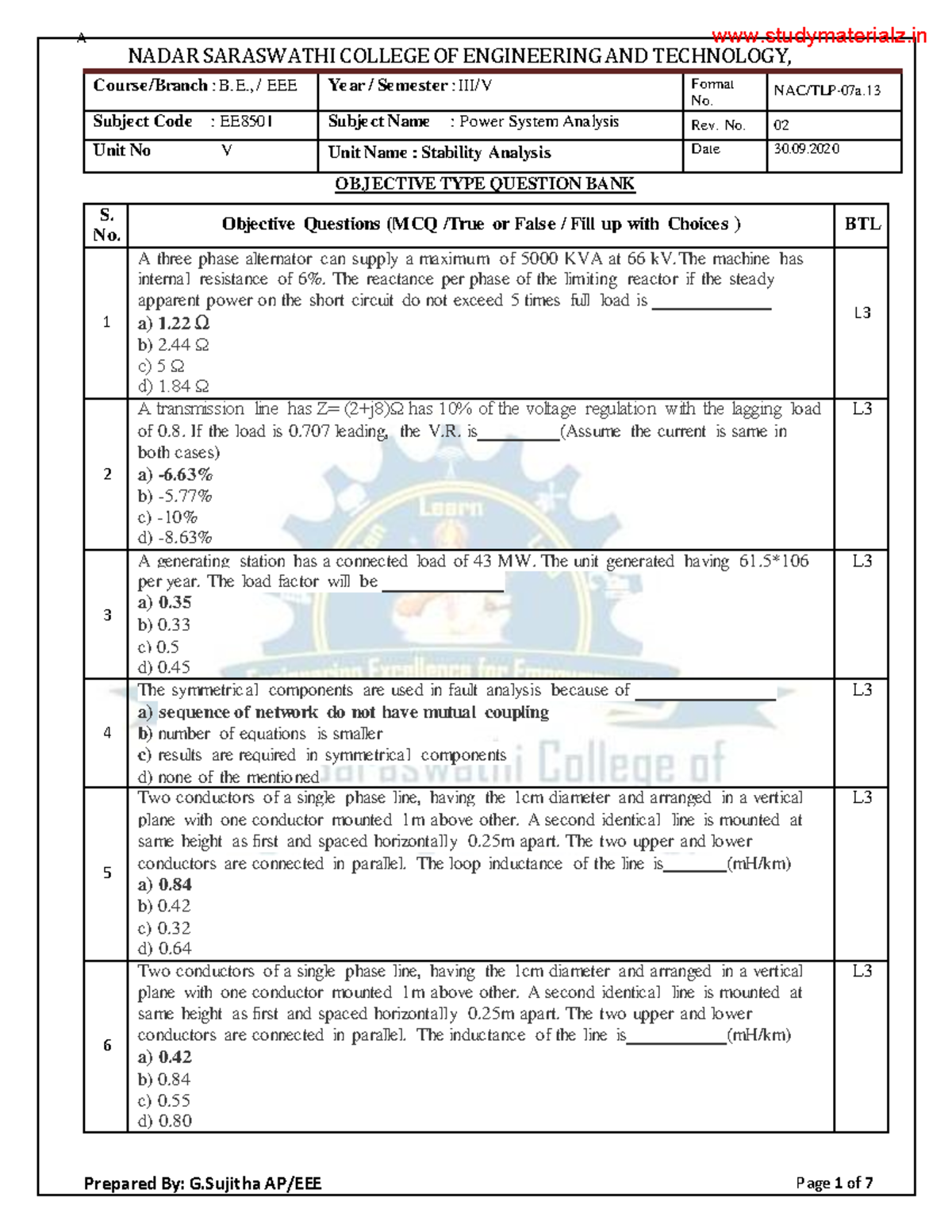 MCQ PSA Unit 5 - unit wise psa mcq questions and answers - NADAR ...