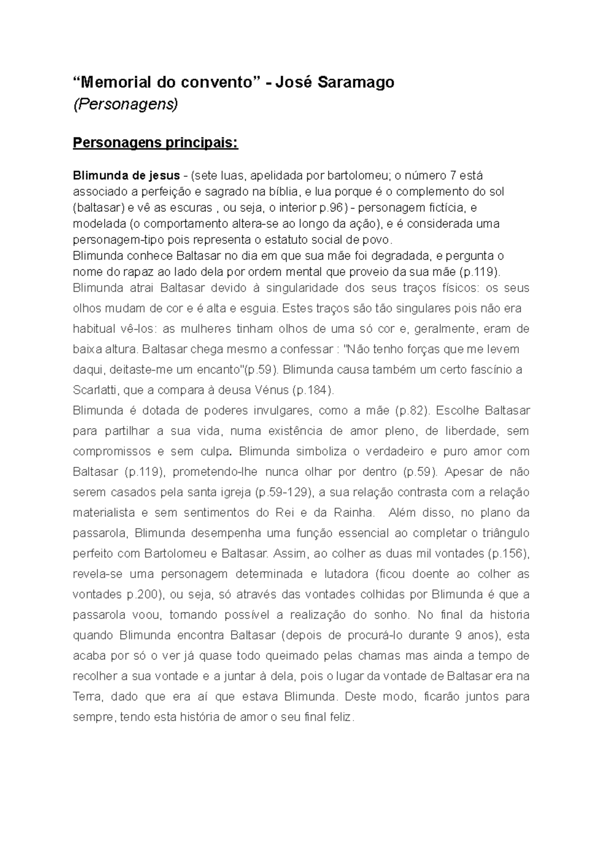 “Memorial do convento” - José Saramago - “Memorial do convento” - José ...
