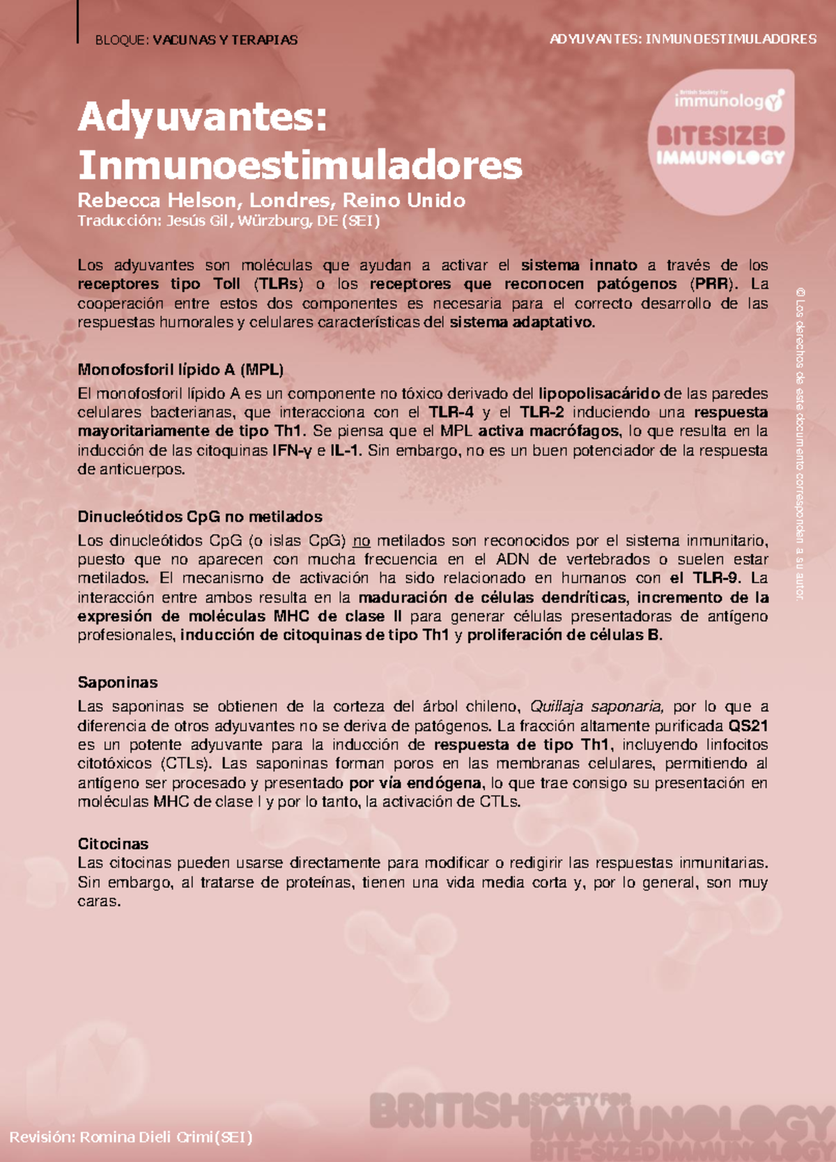 Adjuvants - Immunostimulatory (Adyuvantes - Inmunoestimuladores ...