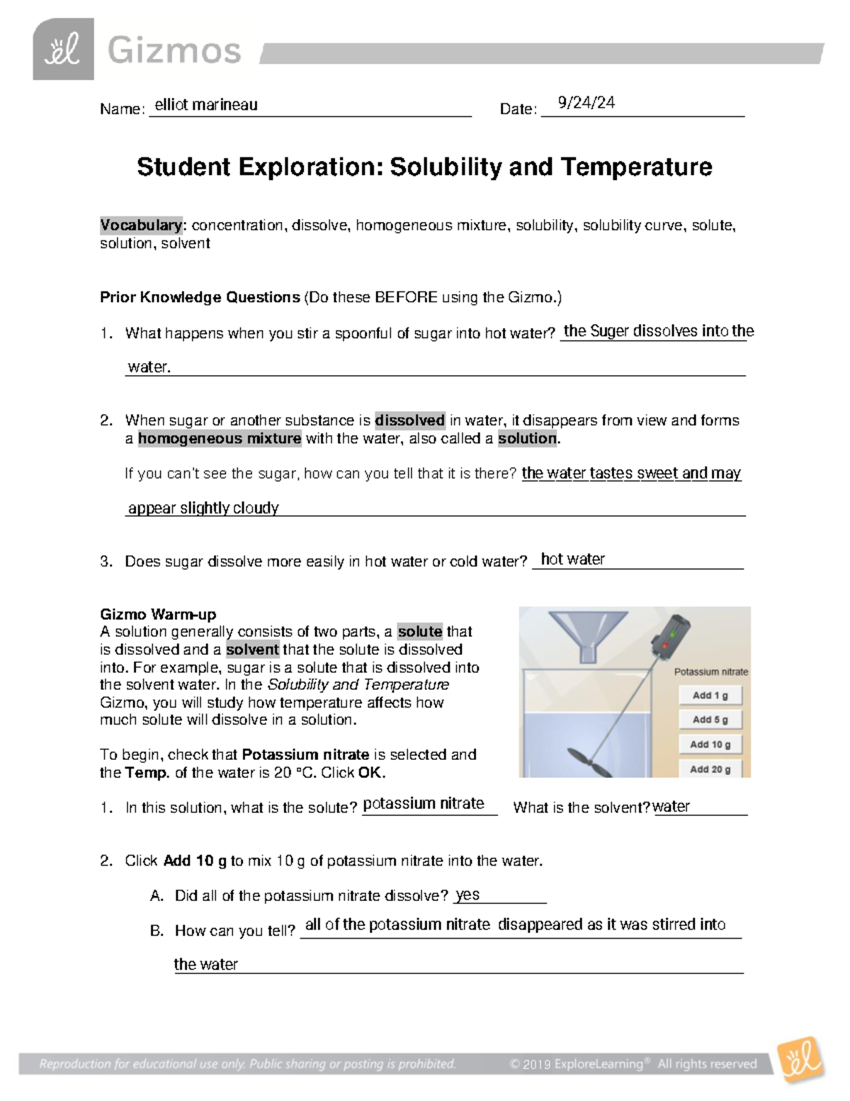 Solubility and Temperature - Name: ______________________________________ Date: - Studocu