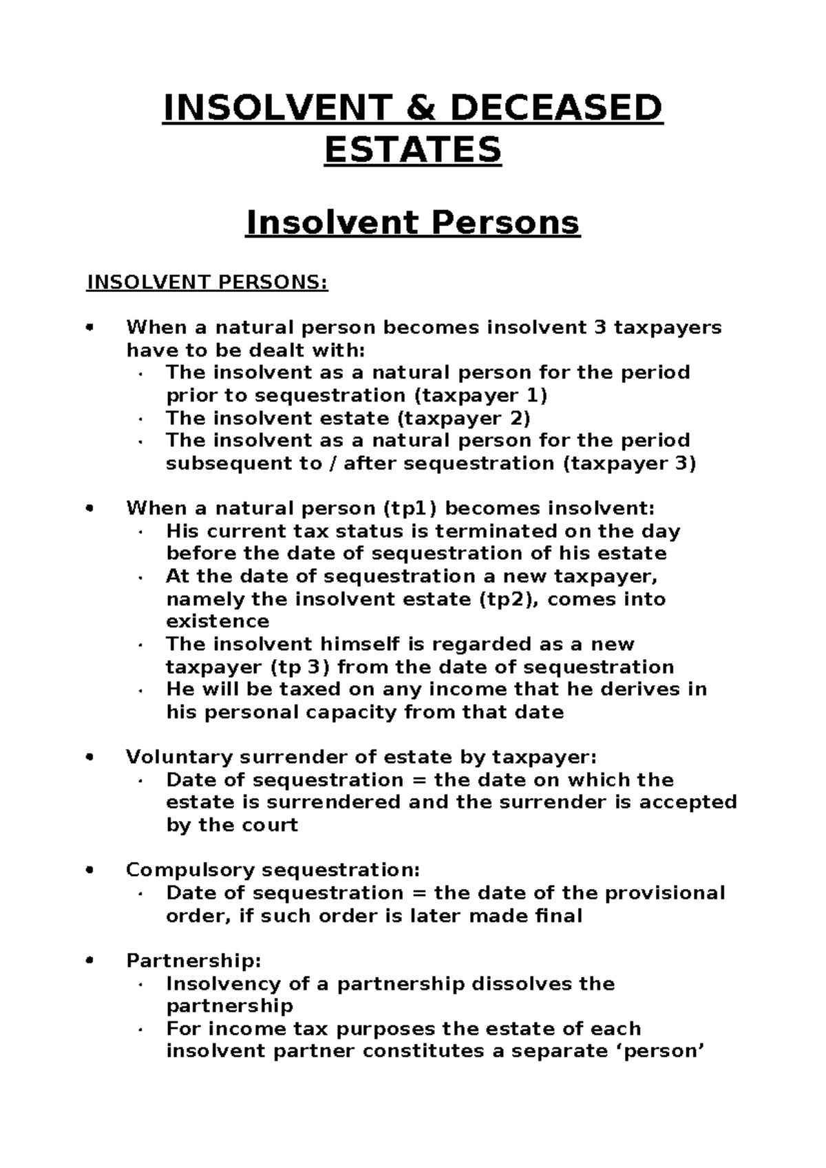 Taxable Persons-Estates - INSOLVENT & DECEASED ESTATES Insolvent ...