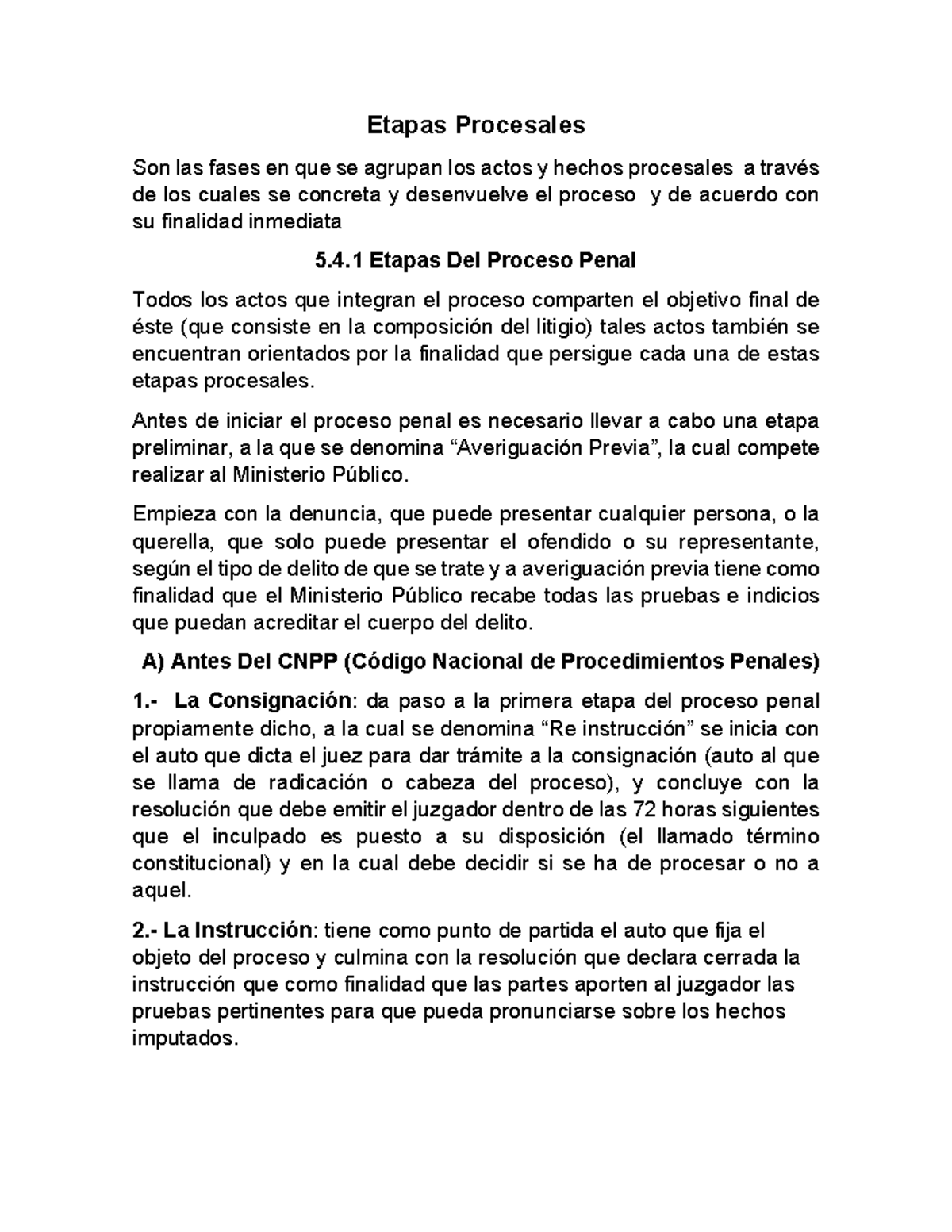 Etapas Procesales (Penal) - Etapas Procesales Son las fases en que se ...