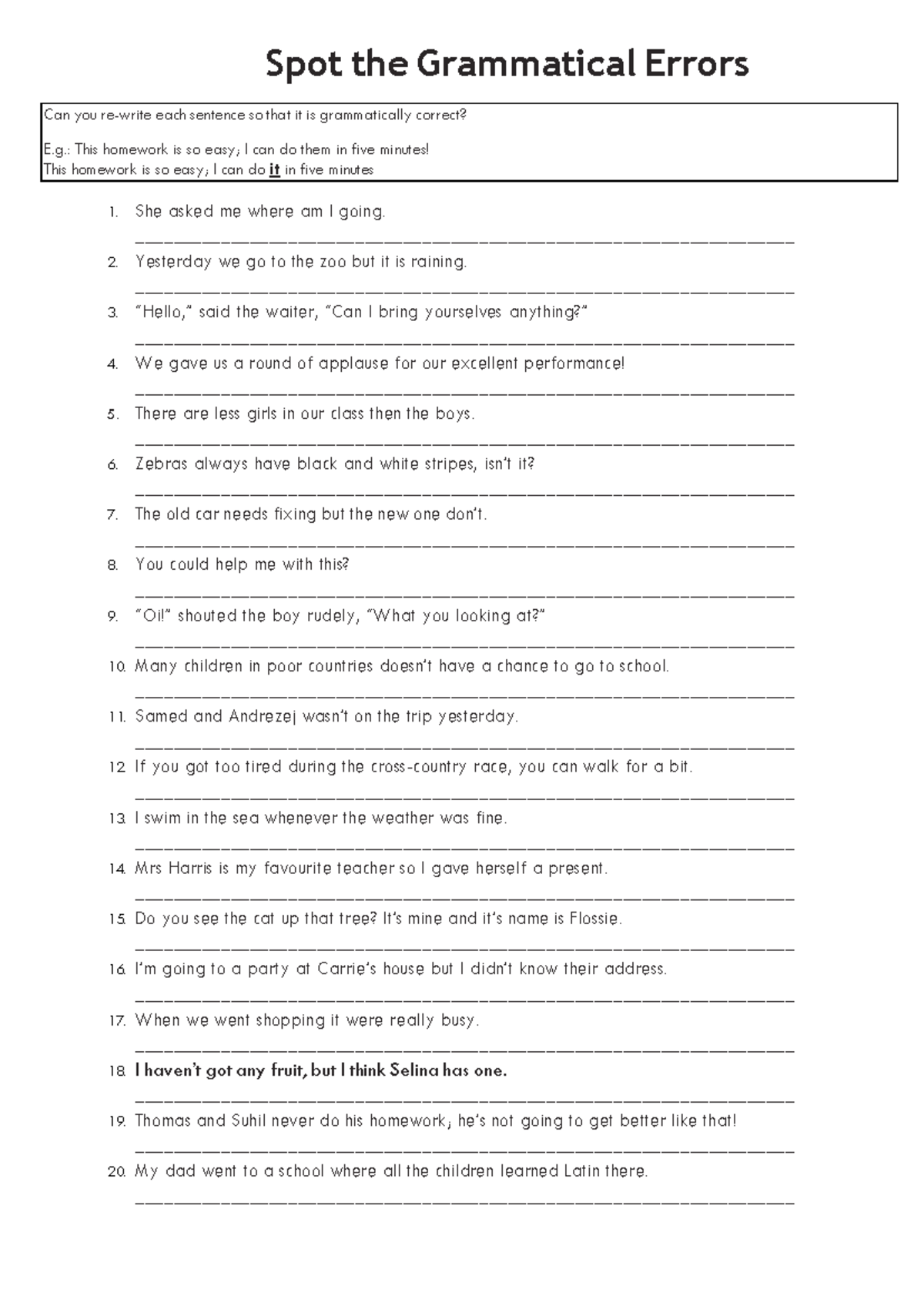 SPOT Grammar Errors - notes - Spot the Grammatical Errors Can you re ...