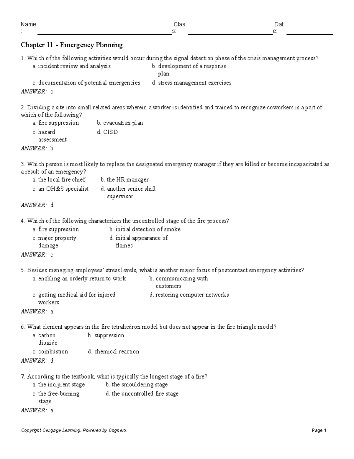 Management of Occupational Health and Safety - Chapter 11 Emergency ...