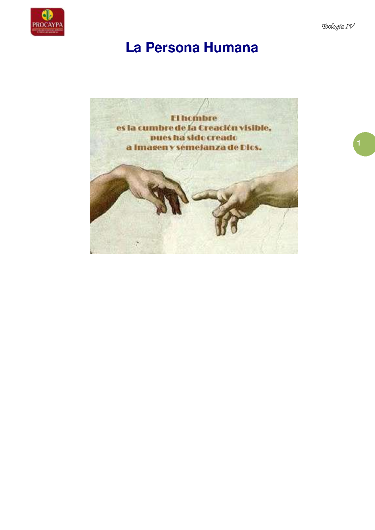 Unidad Teología 4 Persona Humana - 1 La Persona Humana 2 Unidad 4 La ...