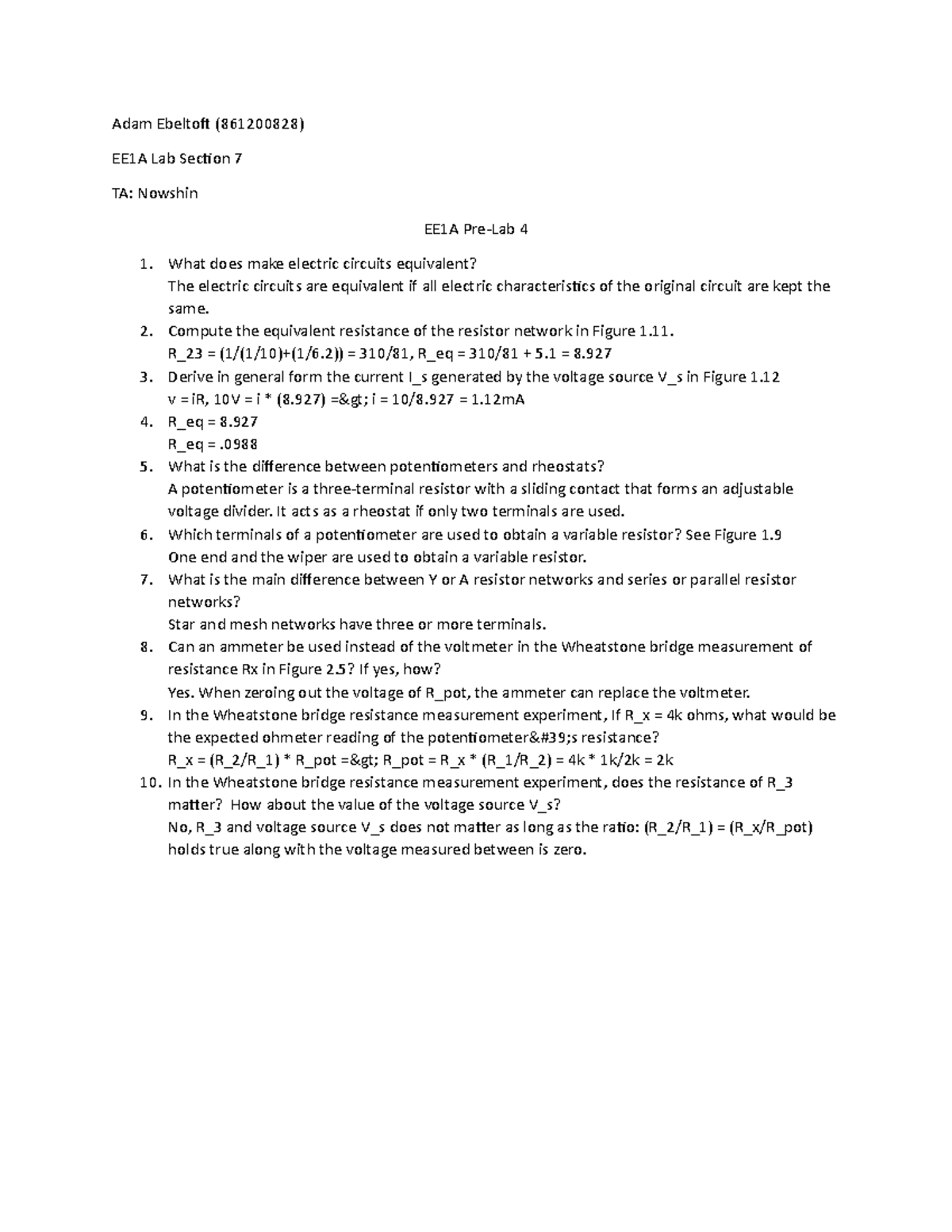 EE1A Pre-Lab4 - mandatory pre lab - Adam Ebeltoft (861200828) EE1A Lab ...