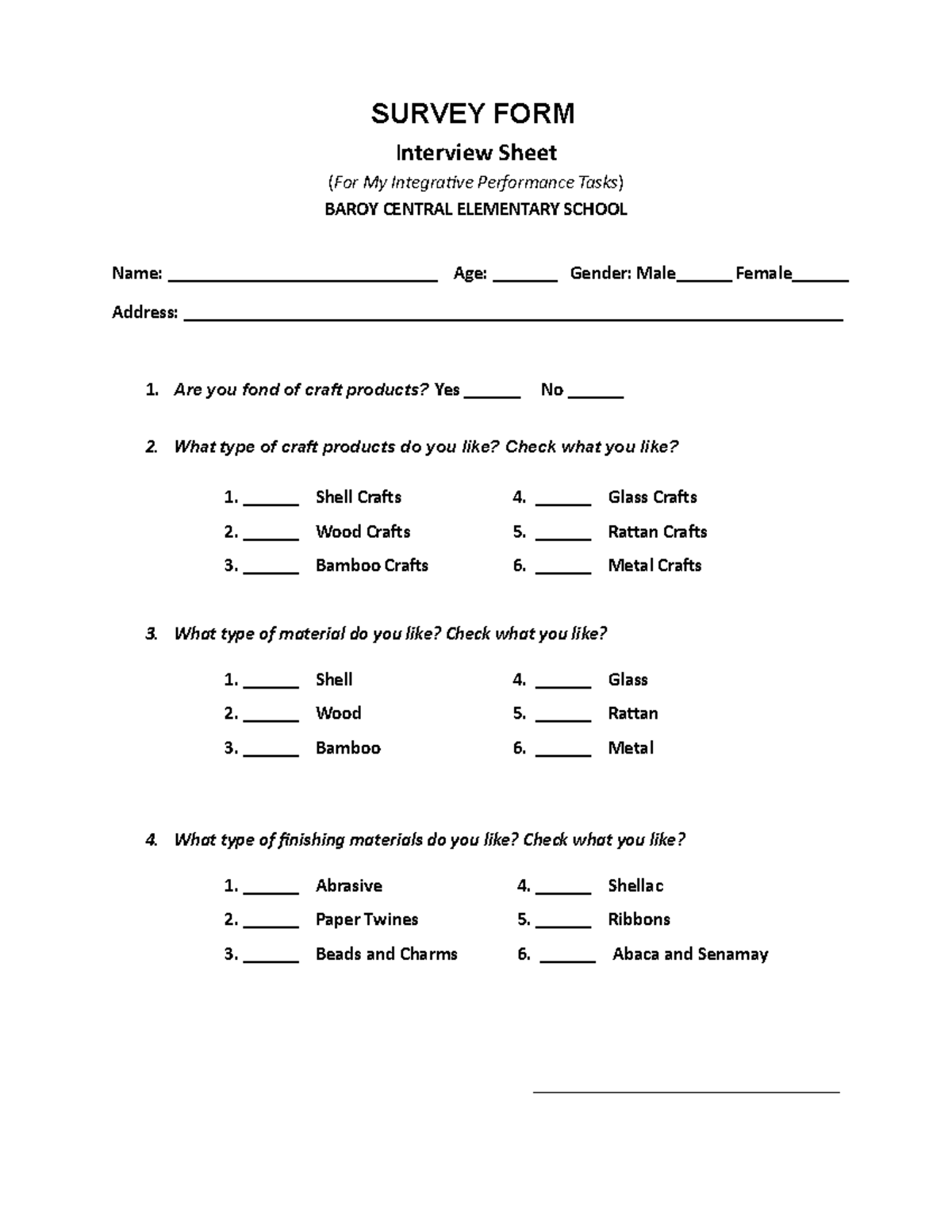 Interview Sheet Final - Lecture notes 1 - Interview Sheet ( For My ...