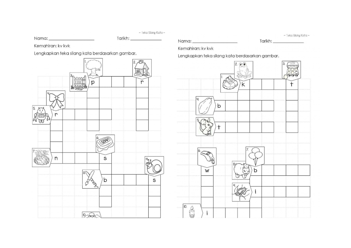 Crossword puzzle BM - SIMPLE EXERCISES FOR PROJECT - Teka Silang Kata ...