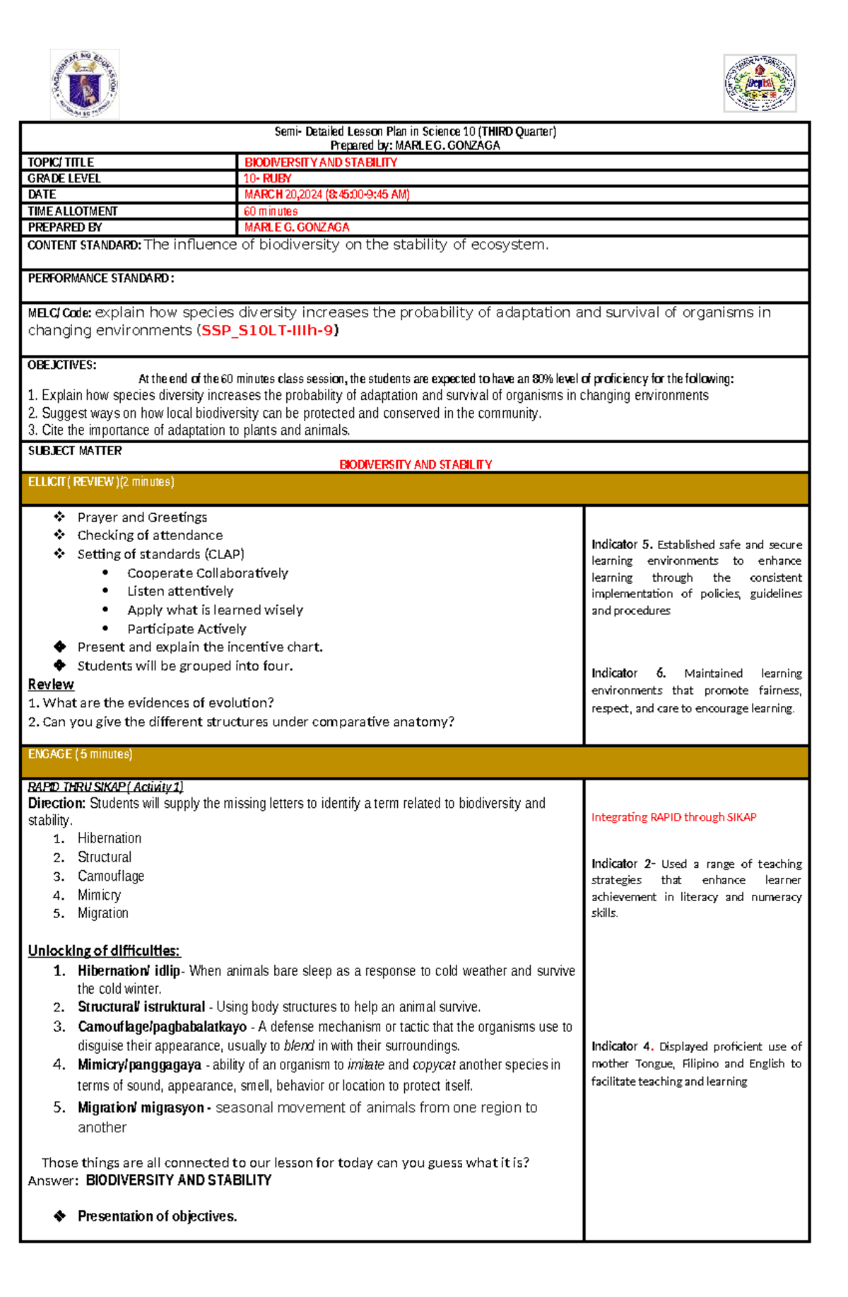 CO3 2023-2024 3rd - Semi- Detailed Lesson Plan in Science 10 (THIRD ...
