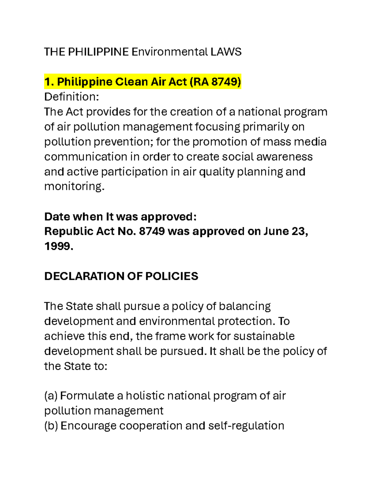 THE Philippine Environmental LAWS - THE PHILIPPINE Environmental LAWS ...