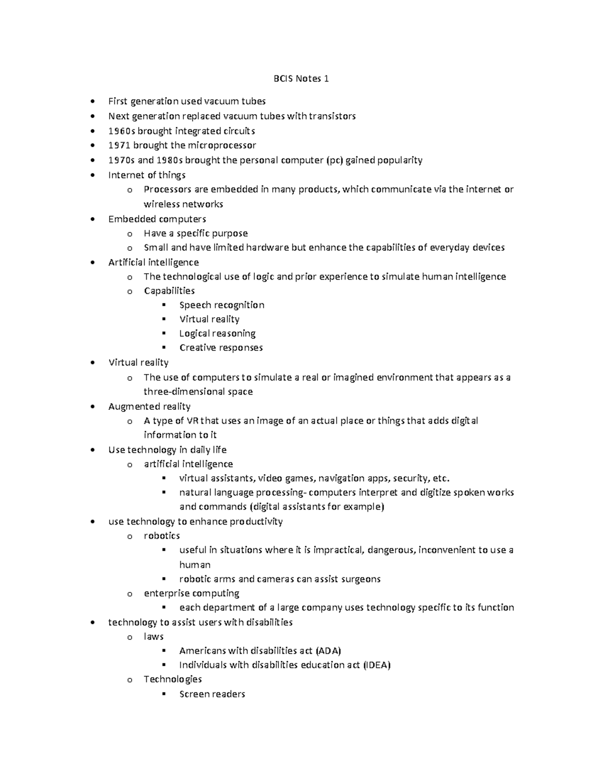 BCIS Notes 1 - natural language processing- computers interpret and ...