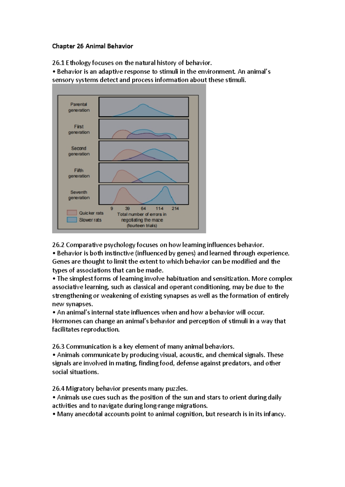 BIOL 10 Summary Ch26 - Chapter 26 Animal Behavior 26 Ethology focuses ...