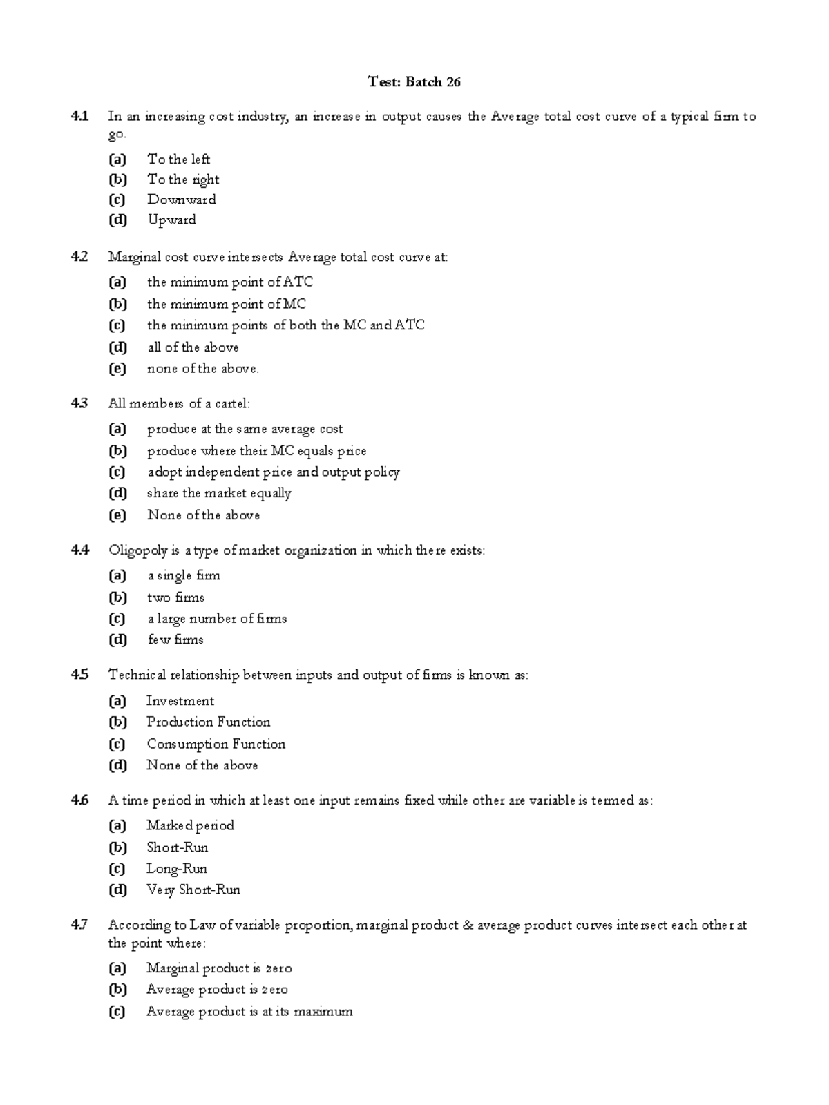 Batch 26-Test 3-Chapter 4 Questions - Test: Batch 26 4 In an increasing ...