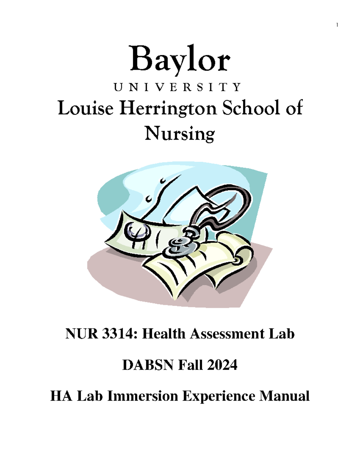 HA Lab Manual QR for Dabsn Fall 2024 Rev 08292024 - Baylor U N I V E R ...